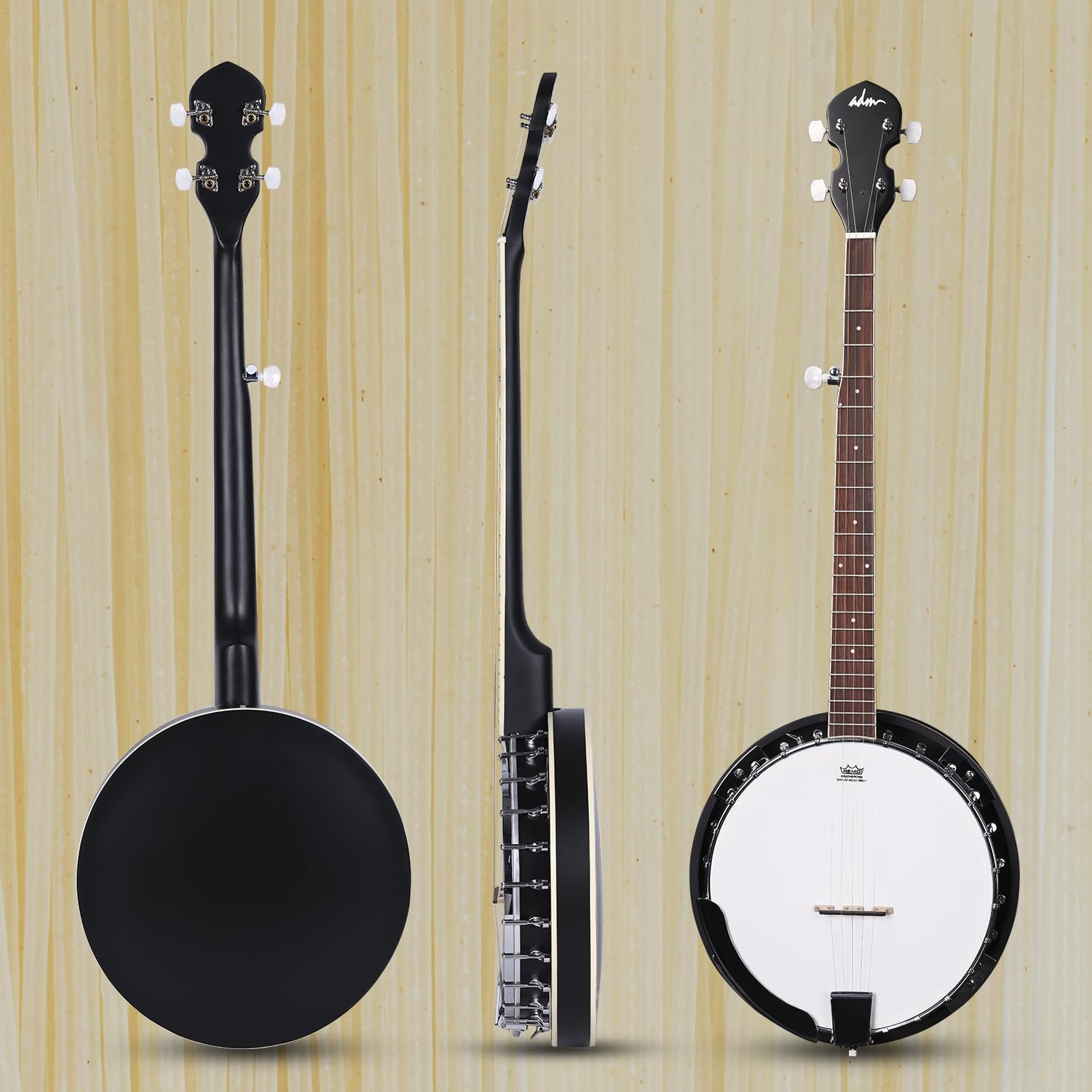 ADM 5 String Banjo Guitar Kit with Remo Drum Head and Geared 5th Tuner ...