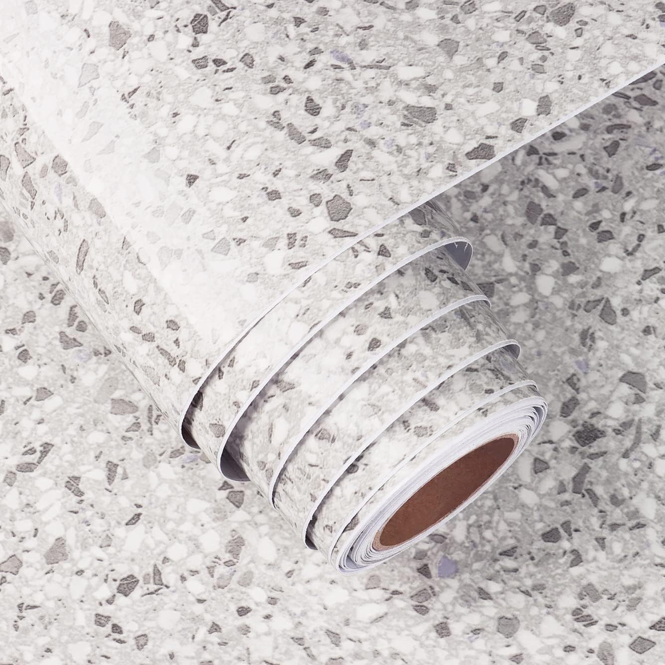 CRE8TIVE Granite Contact Paper 24"x118" White Granite Wallpaper Peel ...