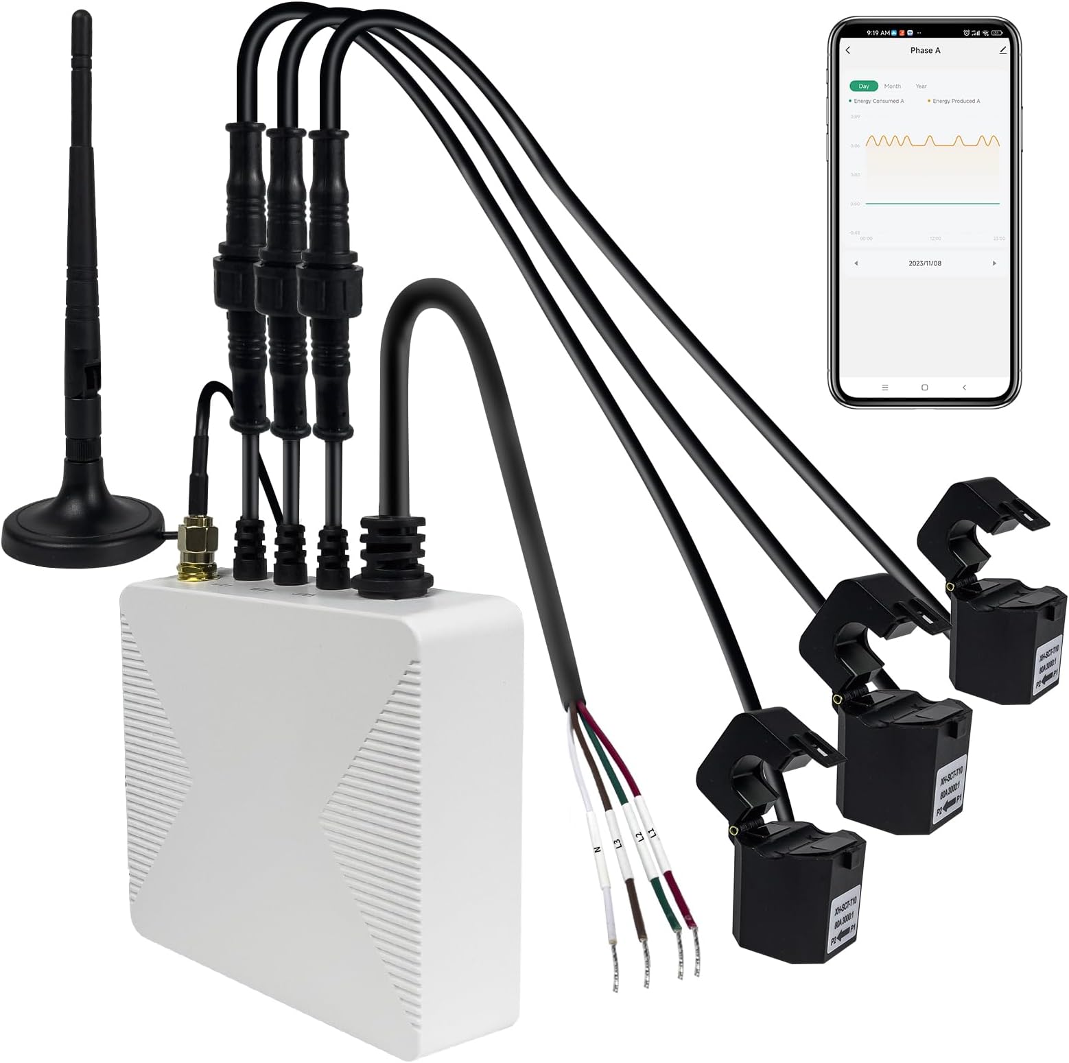 OWON 3 Phase WiFi Smart Home Energy Monitor, 3 Phase Clamp Meter with 3 ...