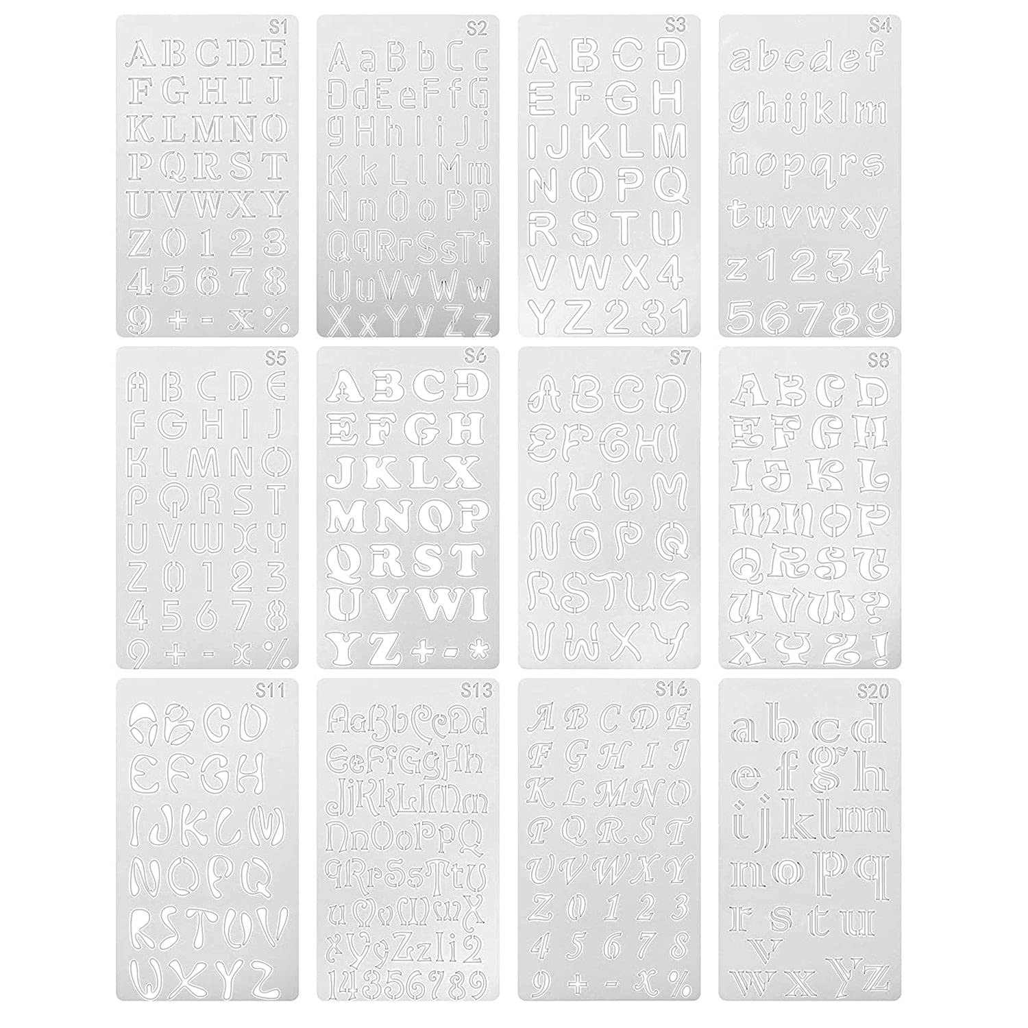 Buy Lrtzizy 12 Pcs Alphabet Stencils Reusable Letter Painting Stencils ...