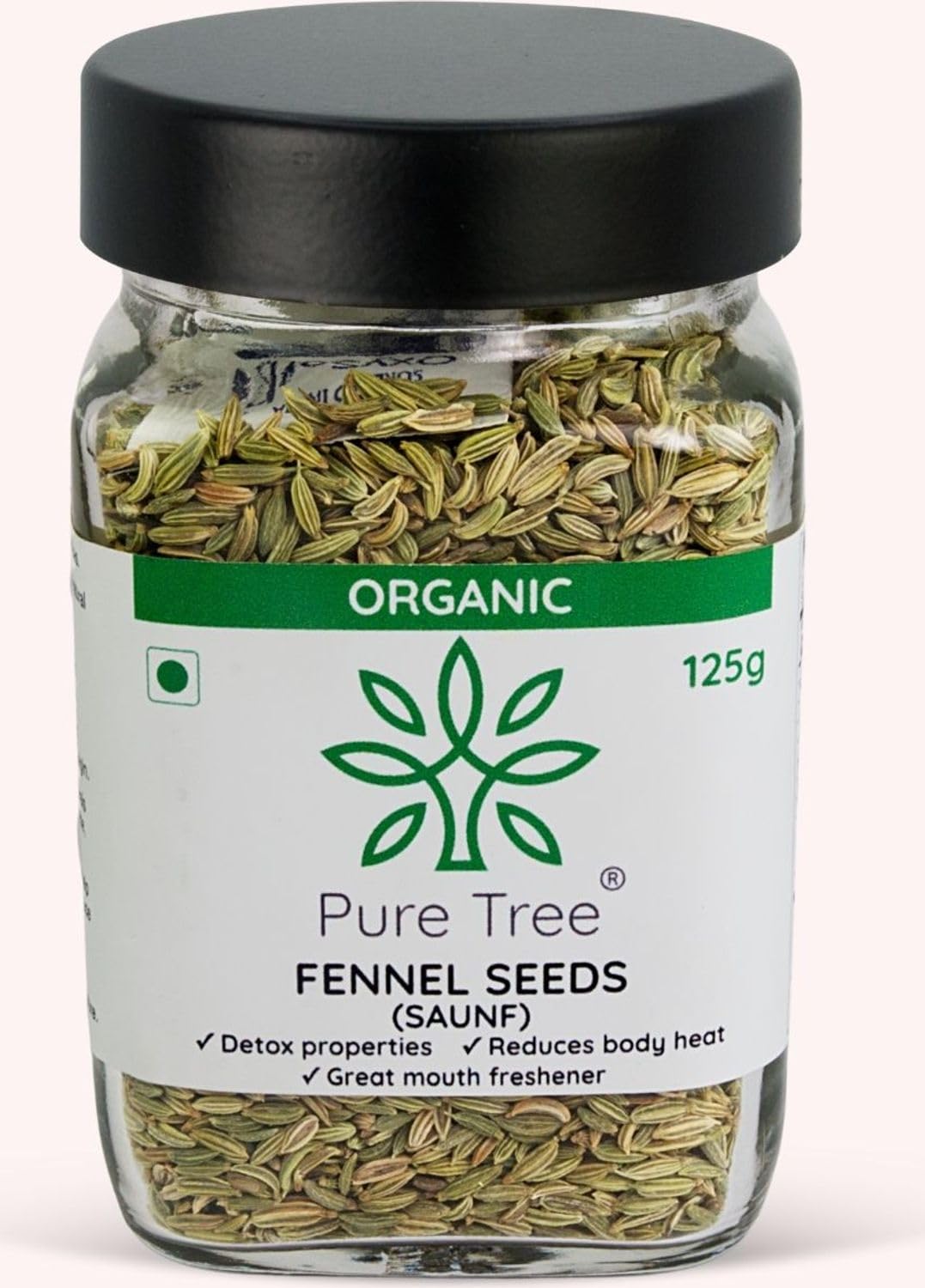 Pure Tree Certified Organic Fennel Seeds | Glass Jar | Saunf, Variyali ...