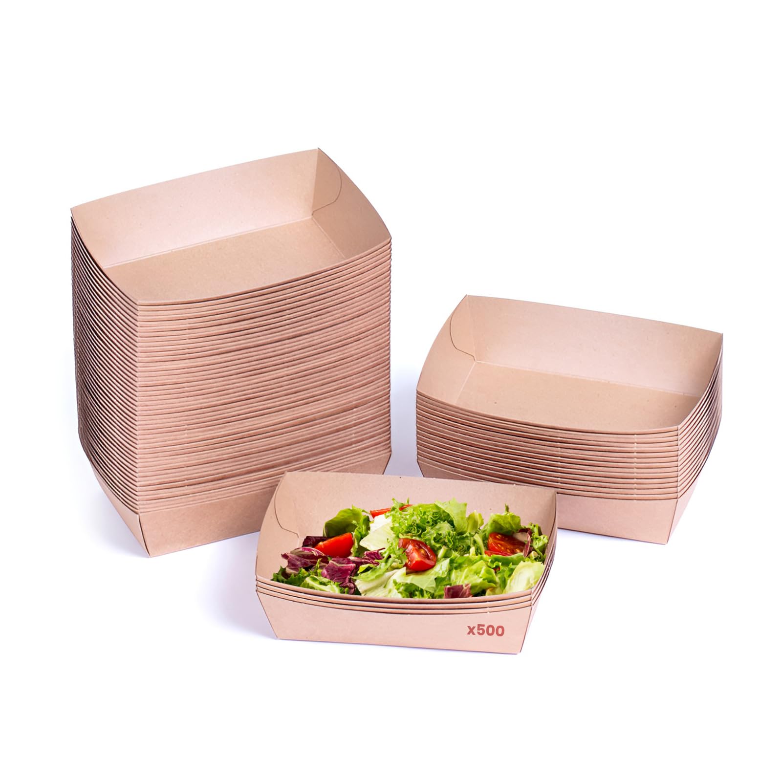 Orange packaging Paper Food Trays 500-Pack, 12x8x5 cm Disposable Trays ...