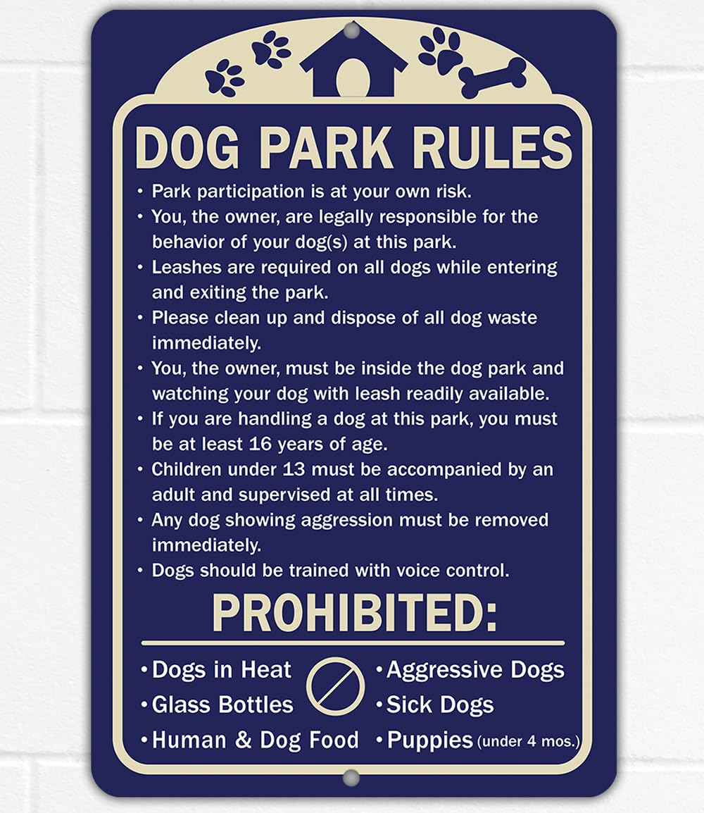 Amazon.com: Metal Signs - Dog Park Rules Signs - Durable Metal Sign ...