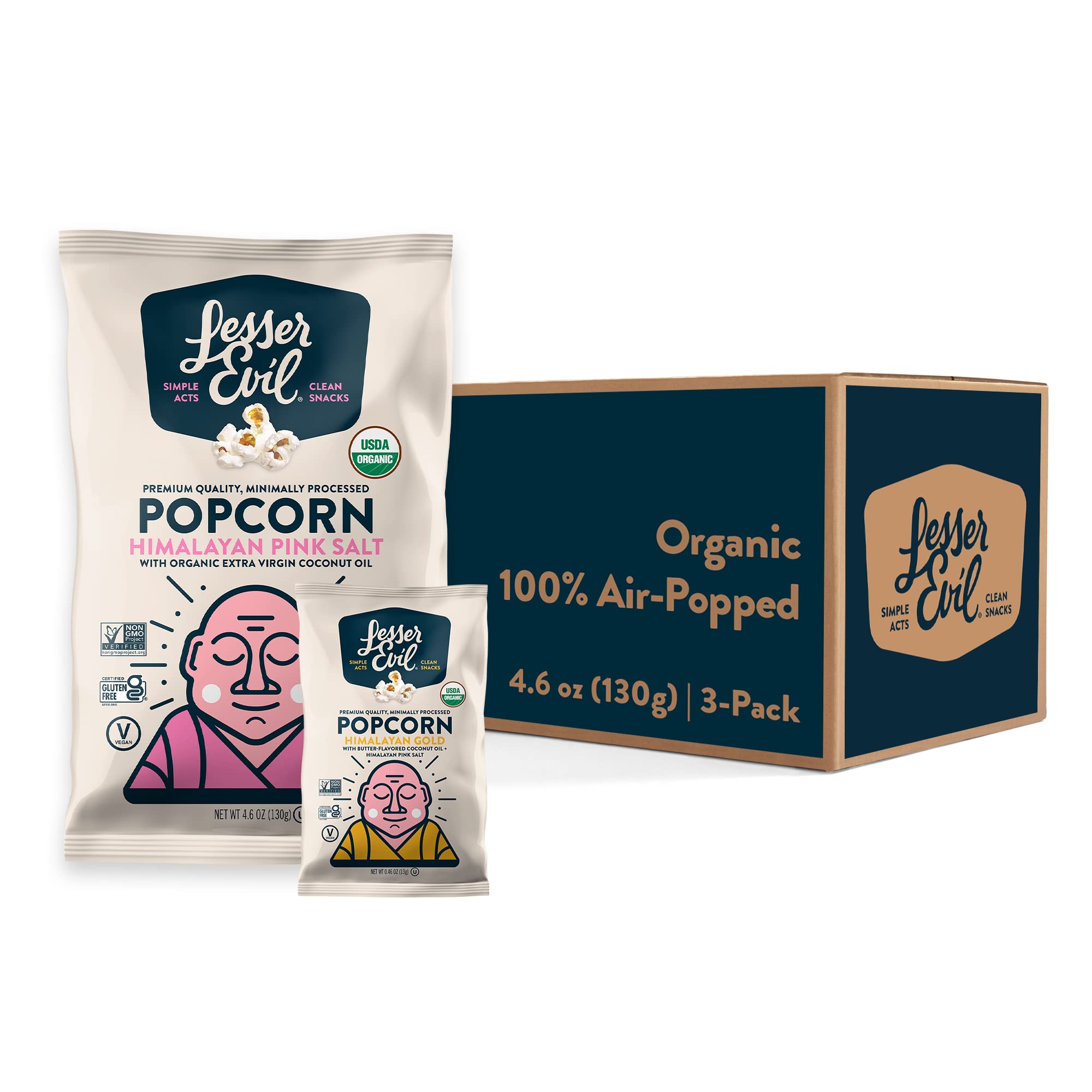 LesserEvil Himalayan Pink Salt and Himalayan Gold Organic Popcorn ...