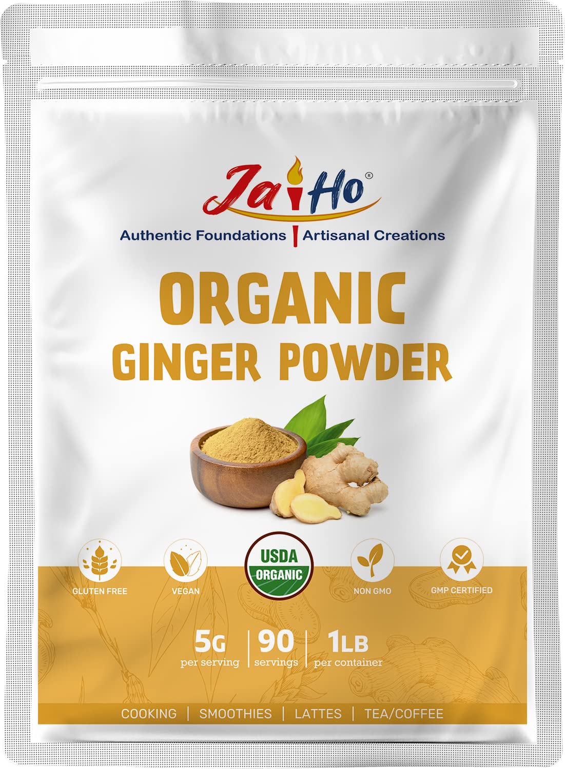Amazon.com: Jai Ho Organic Ground Ginger Root Powder 1 lb, Gluten Free ...