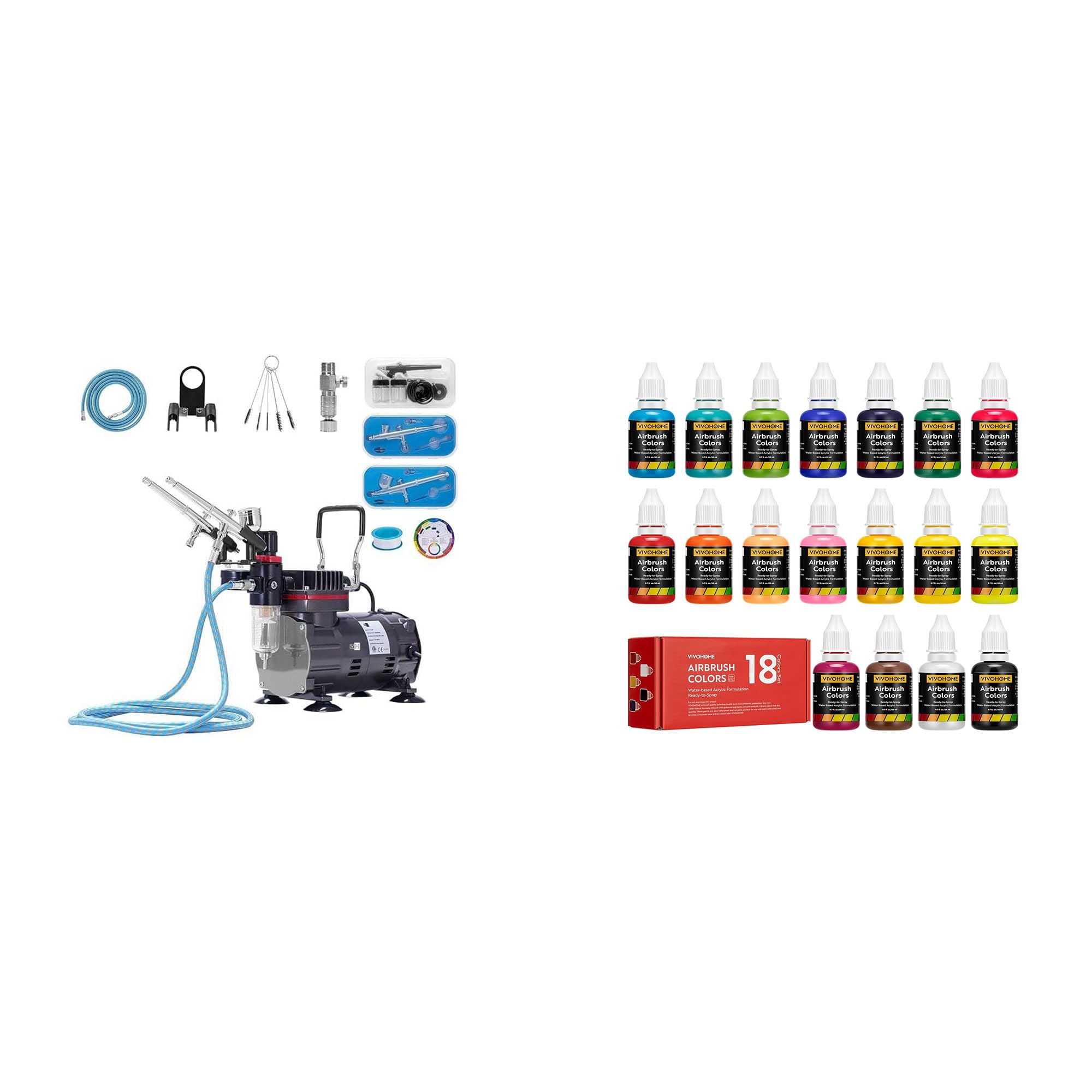 Amazon.com: VIVOHOME Airbrush Kit with 1/5 HP Air Compressor and 3 Dual ...