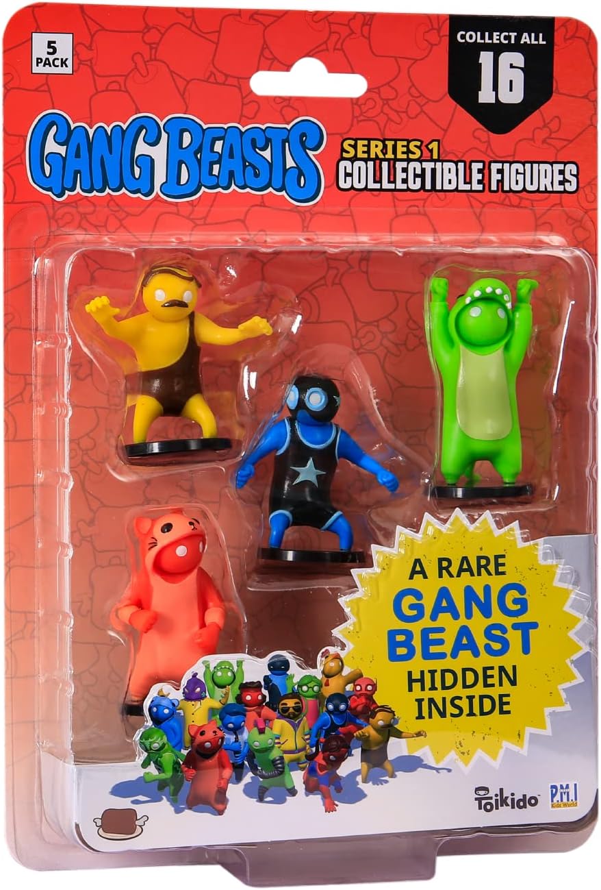 Amazon.com: Gang Beasts Mini Figures 5pk 2.5" Yellow Old Wrestler Green ...