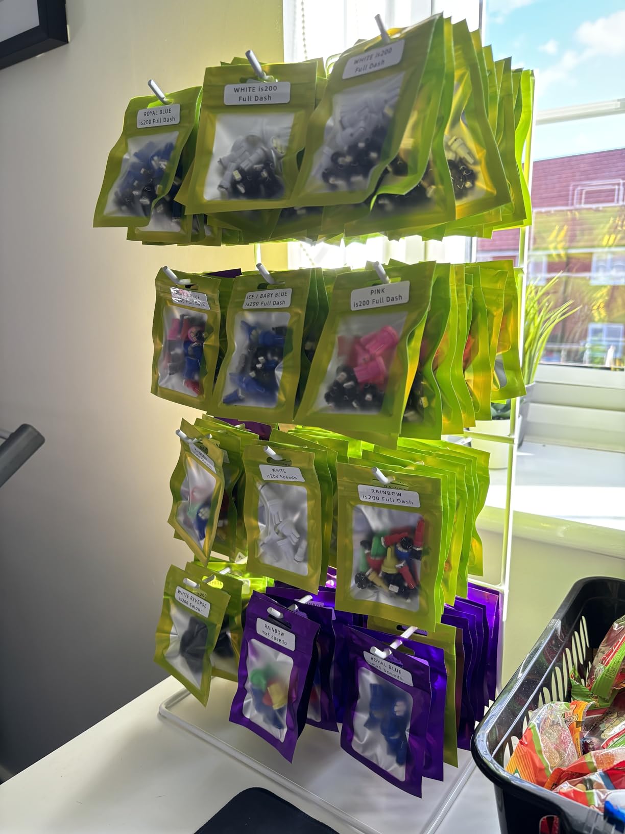 Counter Hook Wire Stand - 12 Fixed Hooks - POS Shop Display with Header ...