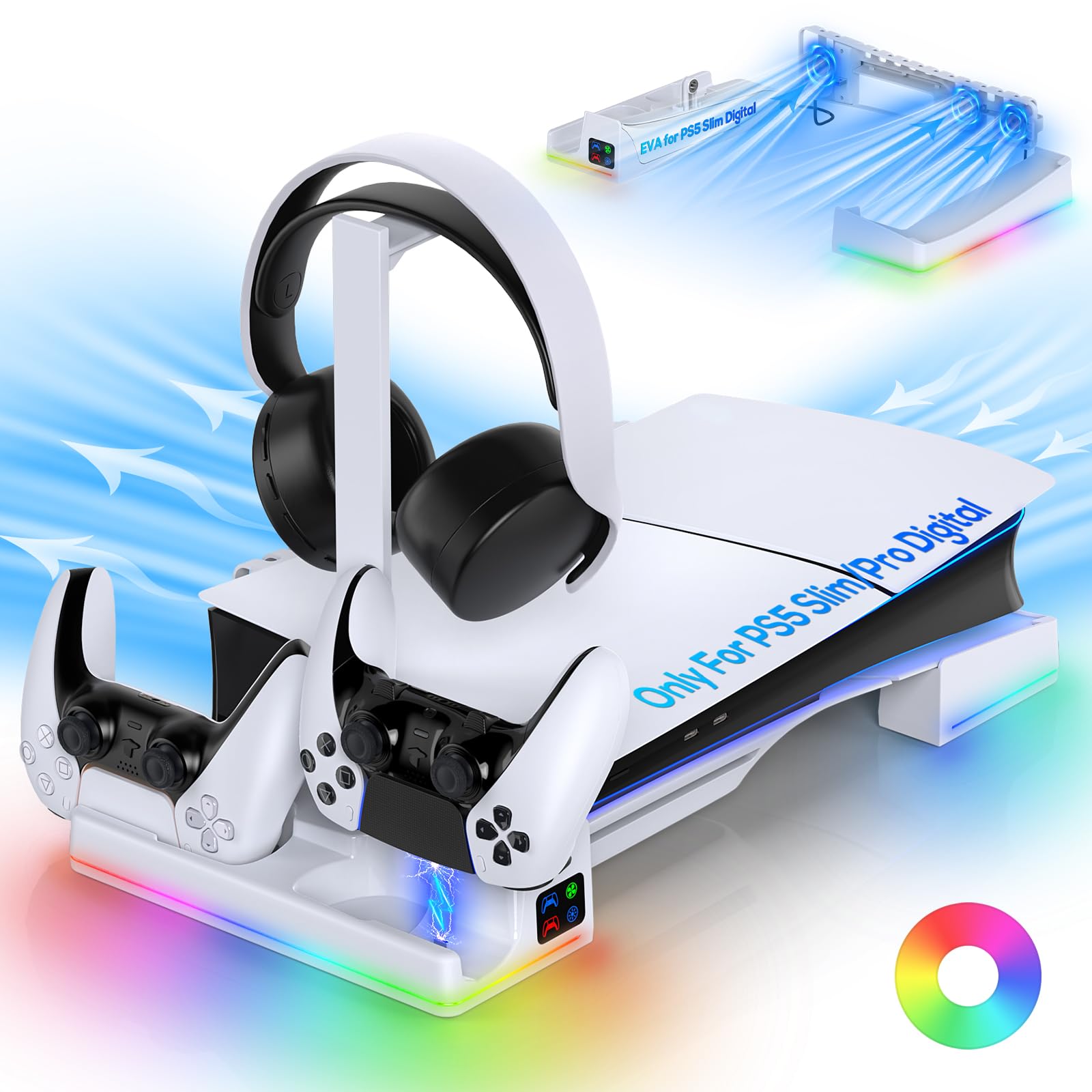 Snapklik.com : RGB Horizontal Charging Stand & Auto Cooling Fan Station ...