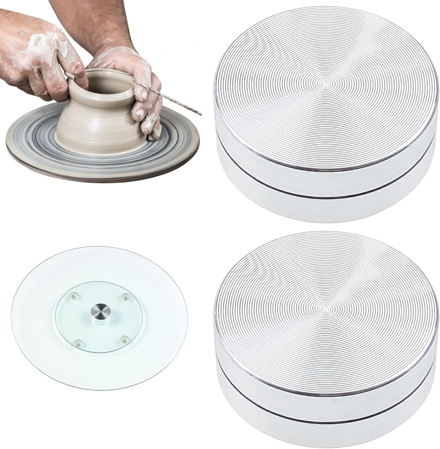 2 Pack 30mm Ceramic Clay Pottery Wheel Throwing Pottery Finishing Tools Metal Rotary Disc Wheel ...