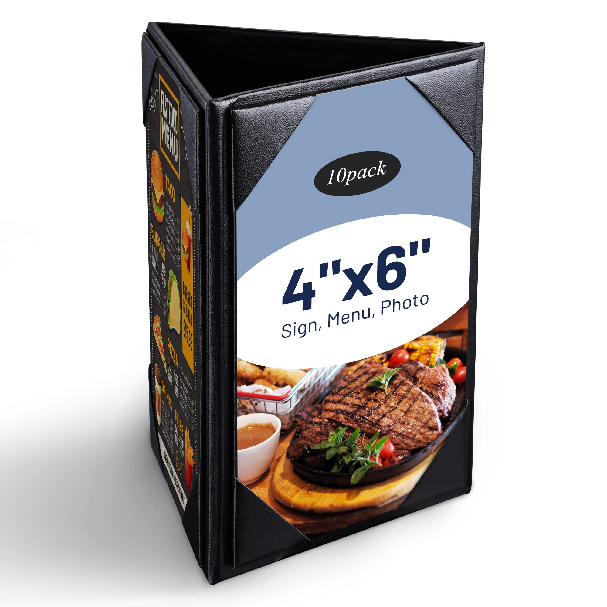 Snapklik.com : 10pcs 4"x6" 3-Side Triangle Menu Holder Black ...