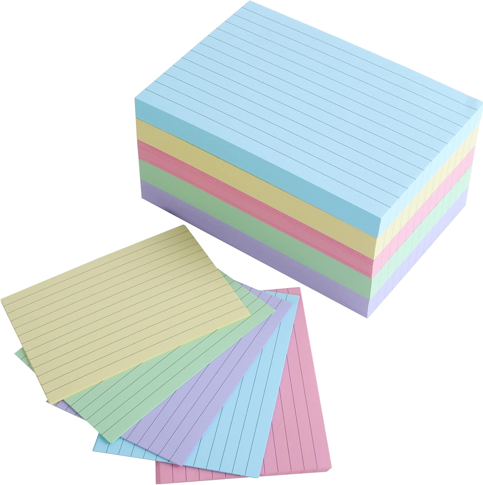 A6 Index Card, Ruled Record Card- 5 Colors (400 Sheets) : Amazon.co.uk ...