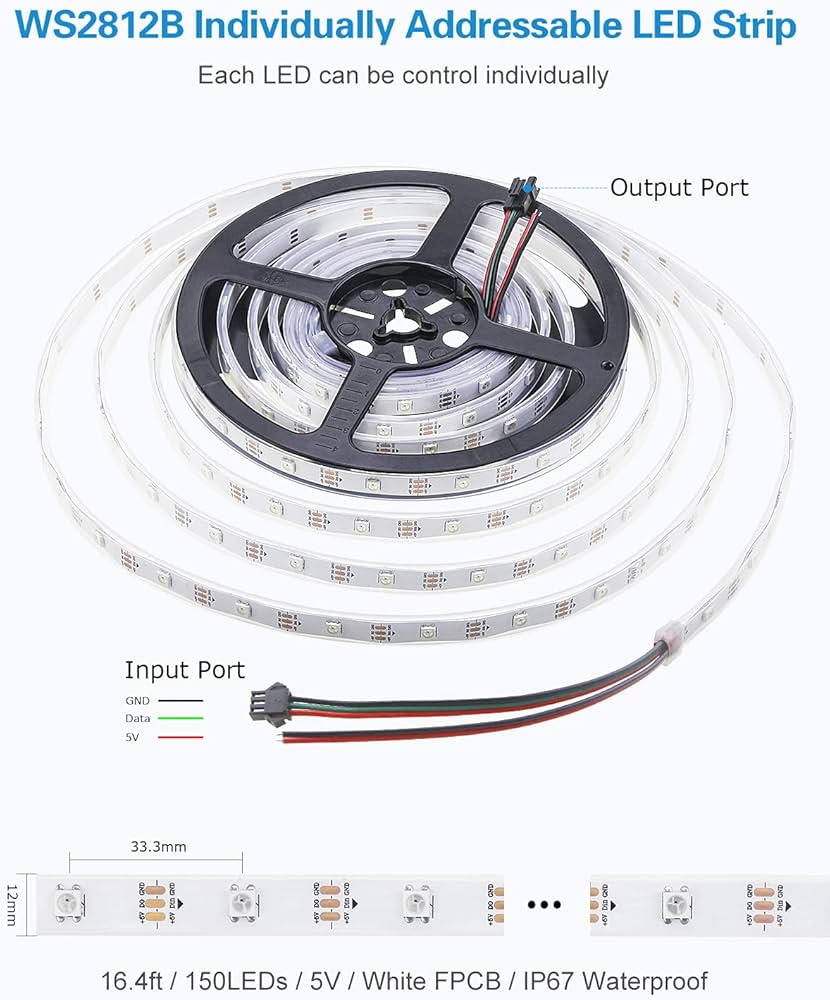 WS2812B LED Strip Addressable RGB LED Pixels Strip, 40% OFF