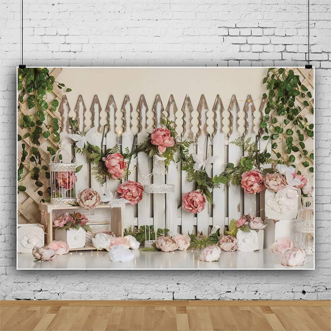 Amazon.com : Yeele White Bridal Floral Fence Backdrop Rose Flowers ...