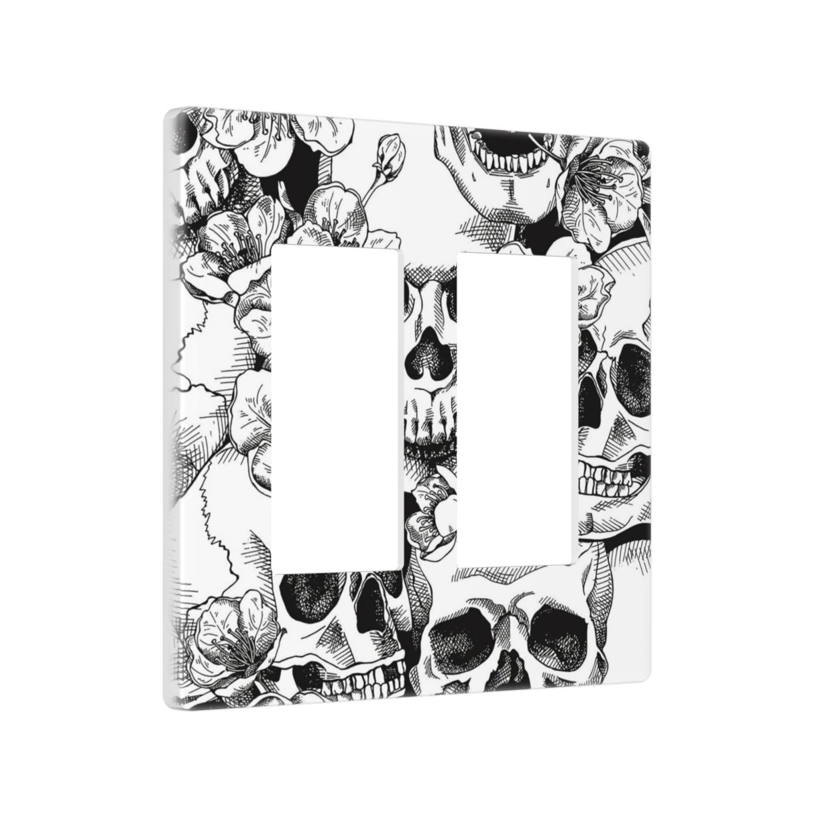 Floral Skull Skeleton 2 Gang Double Rocker/Decora Light Switch Cover ...