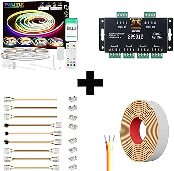 Amazon.com: PAUTIX RGB Smart IC COB LED Strip Lights,Compatible with Alexa/Google Assistant ...
