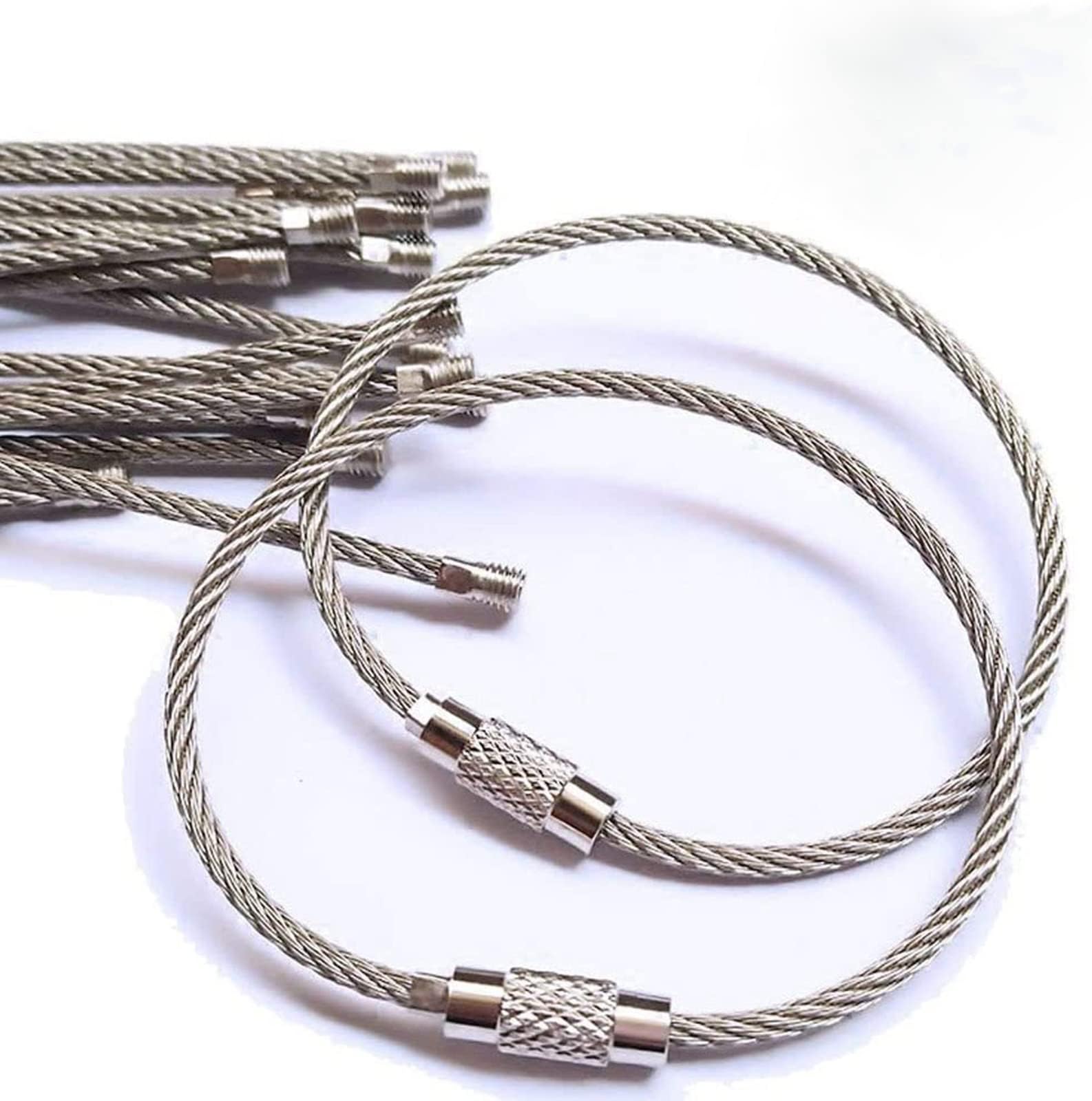 Amazon.com: BESSEEK 20pcs Stainless Steel Wire Keychain Cable Key Ring ...