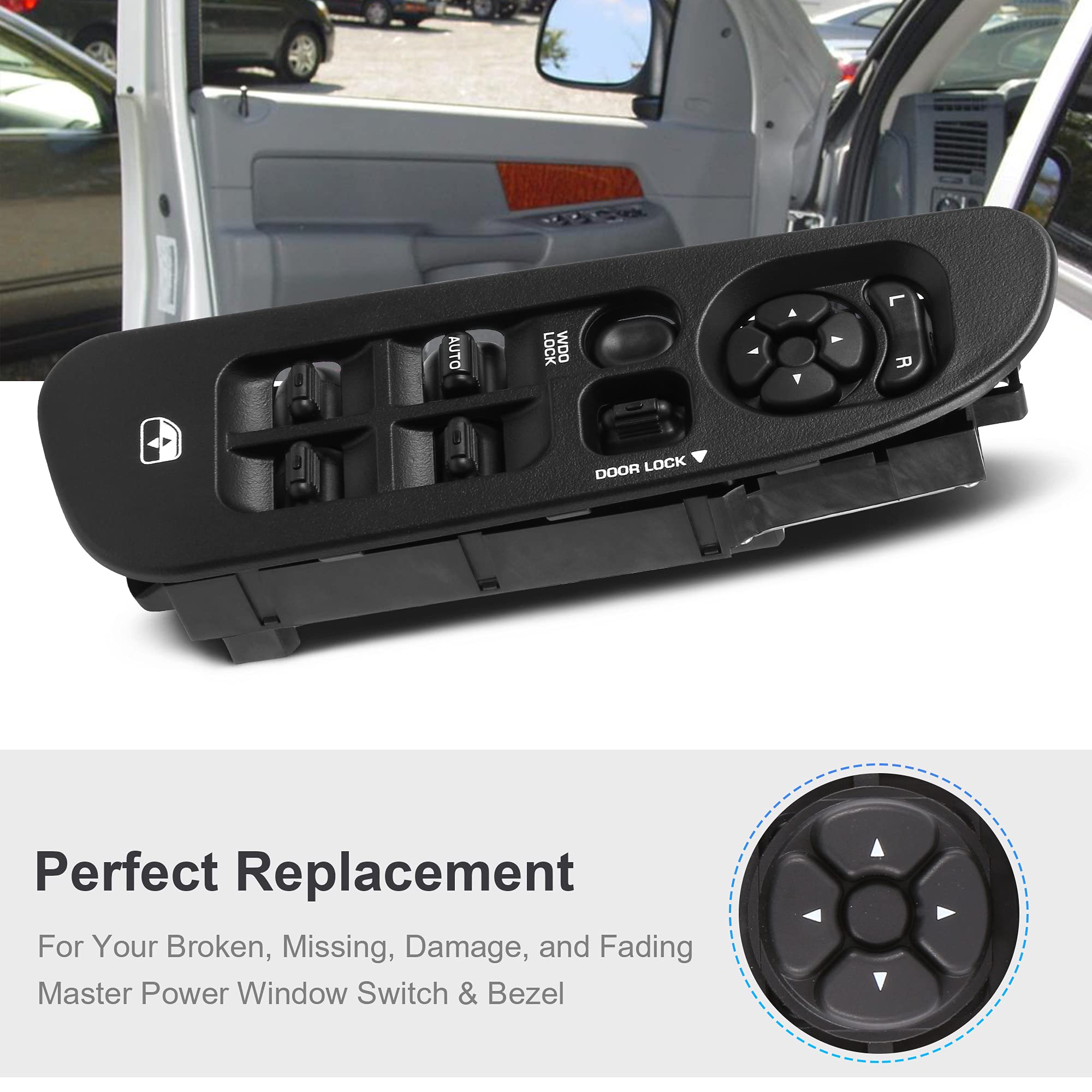 Snapklik.com : Master Power Window Switch And Bezel, Driver Side Window ...