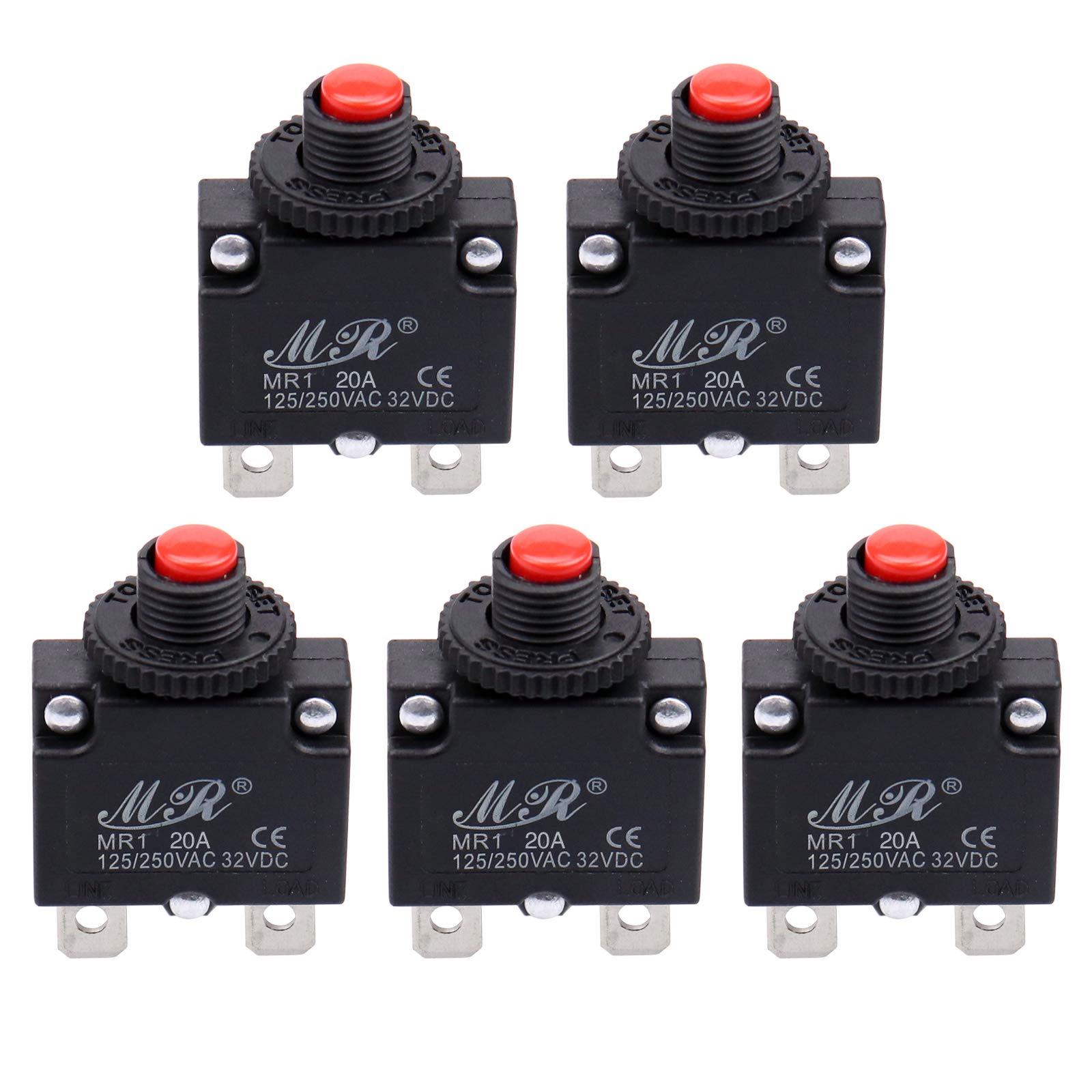 Snapklik.com : 20 Amps Thermal Circuit Breakers, 125/250V AC 32V DC ...
