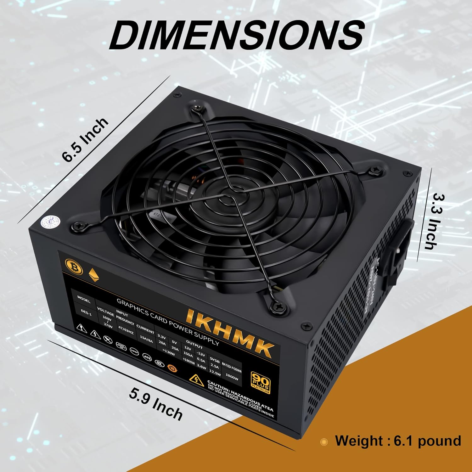 Buy IKHMK 1800W Mining Power Supply 100V-270V PC Power PSU Supports 8 ...