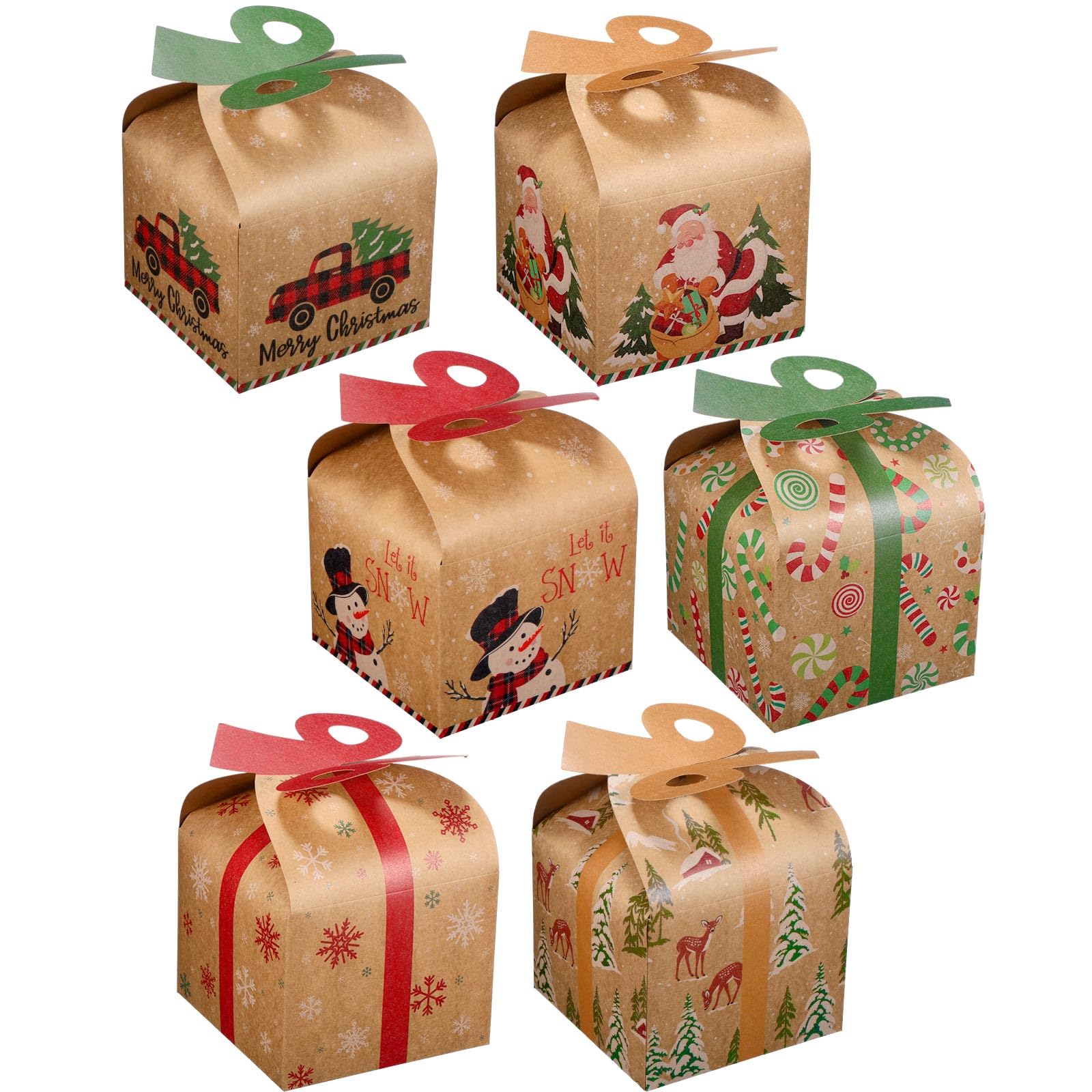 Amazon.com: Funrous 24 Pcs Christmas Goody Gift Boxes with Bow 3D Retro ...