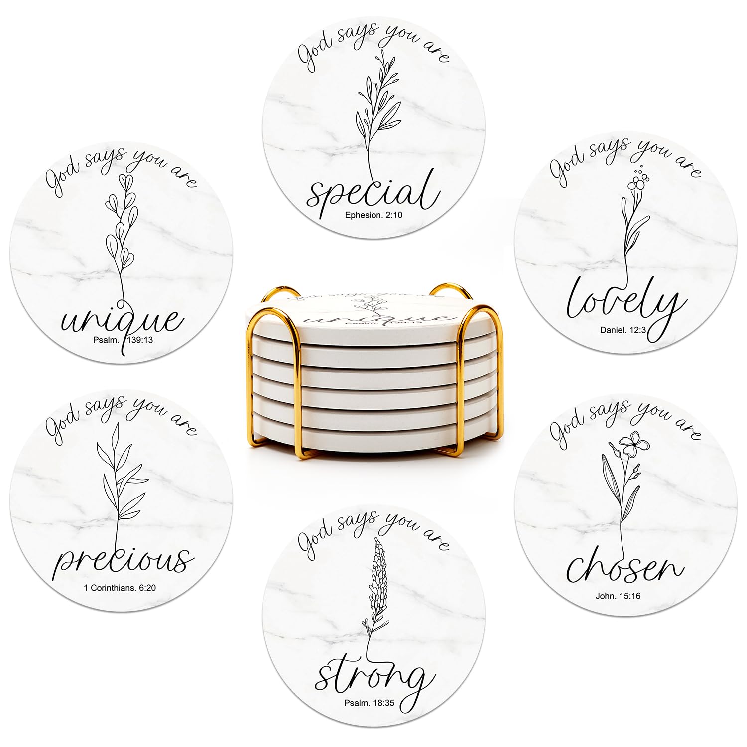 Amazon.com: Christian Gift for Women Absorbent Coasters with Religious ...