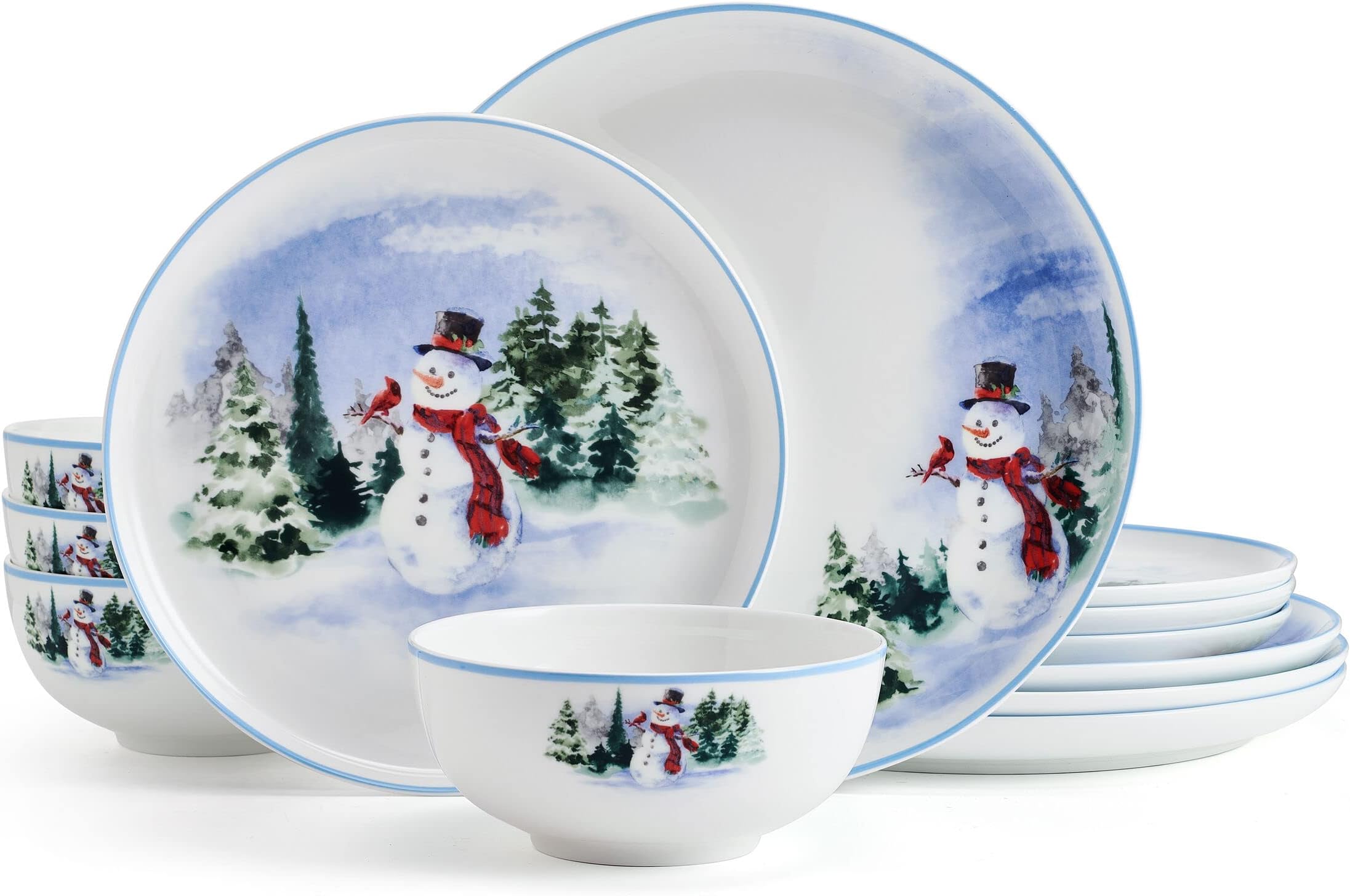 Amazon.com | Royal Seasons 16 Pc Stoneware Snowman Dinnerware Set ...