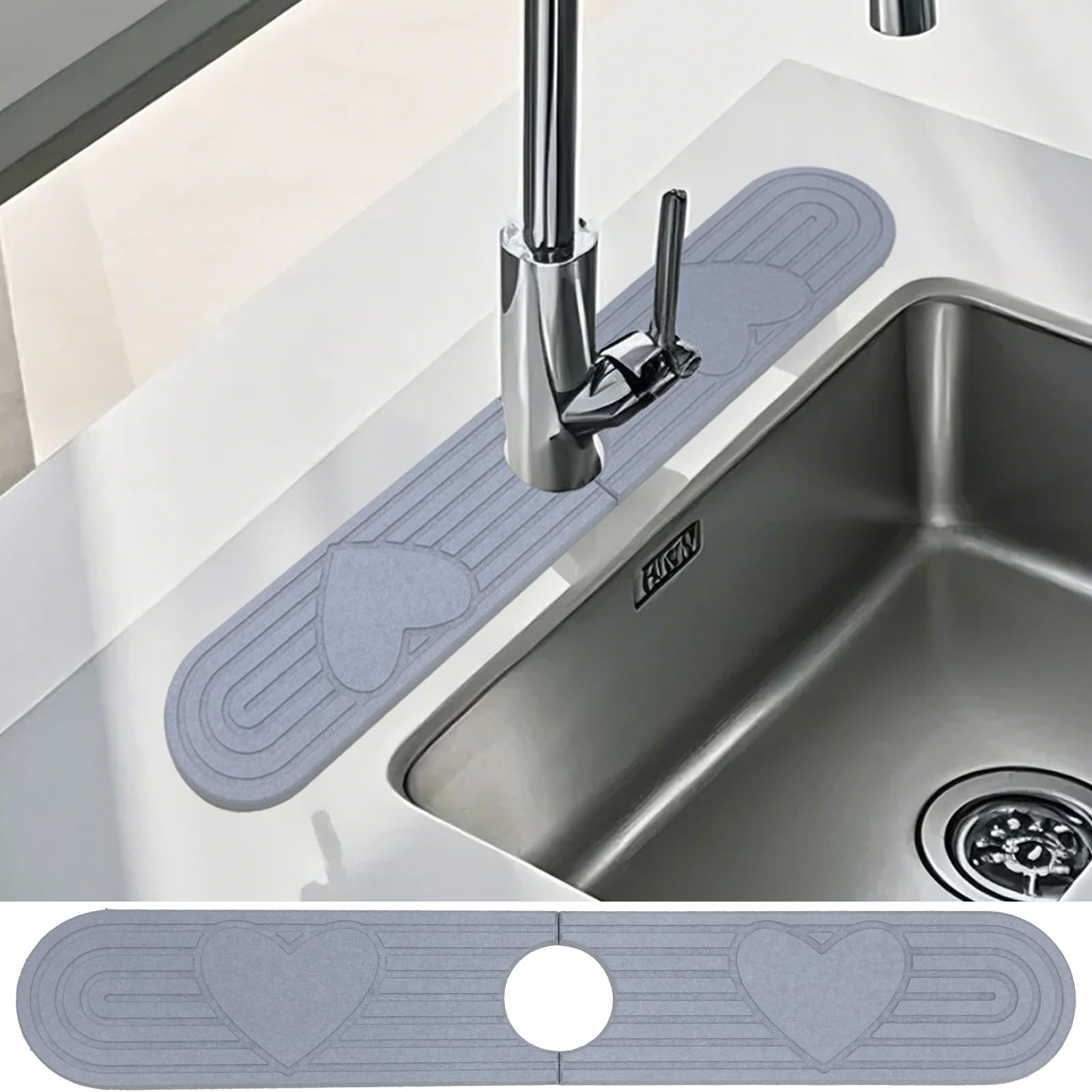 Amazon.com: QualsValor faucet mat for kitchen sink splash guard,23.6 ...