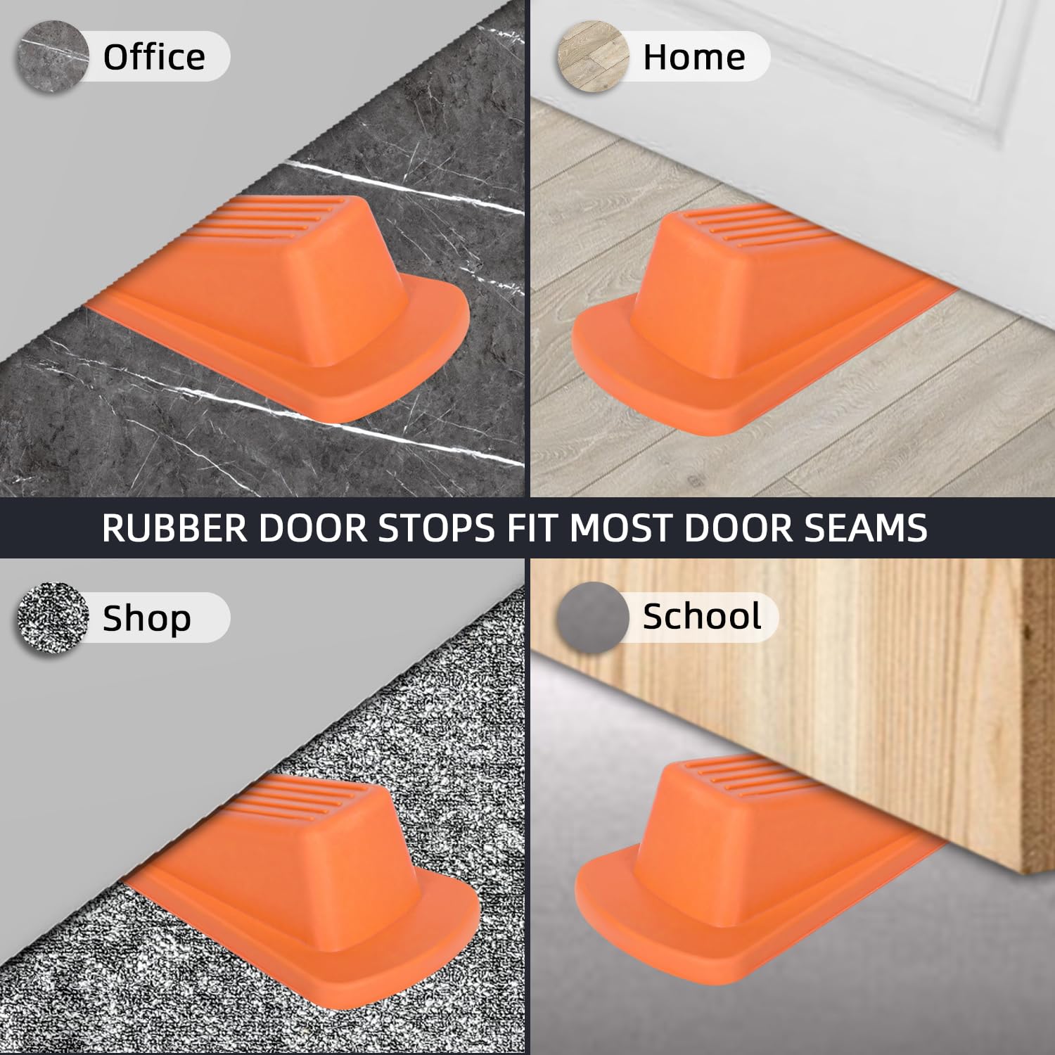 Snapklik.com : 4 Pack Premium Rubber Door Stoppers Wedge, Door Stops ...