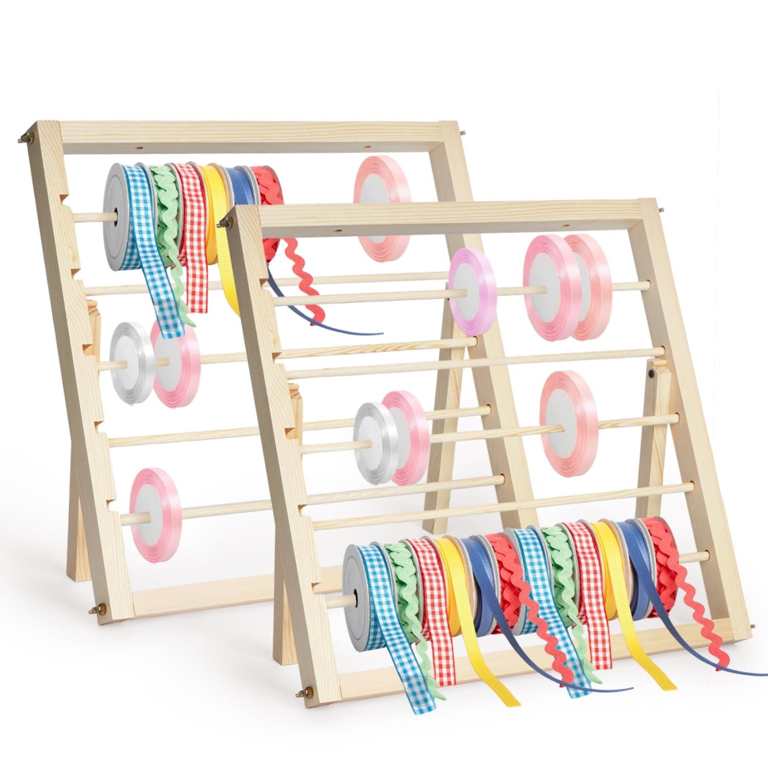 Amazon.com: ikare Ribbon Organizer,2 Pack Wooden Ribbon Holder ...