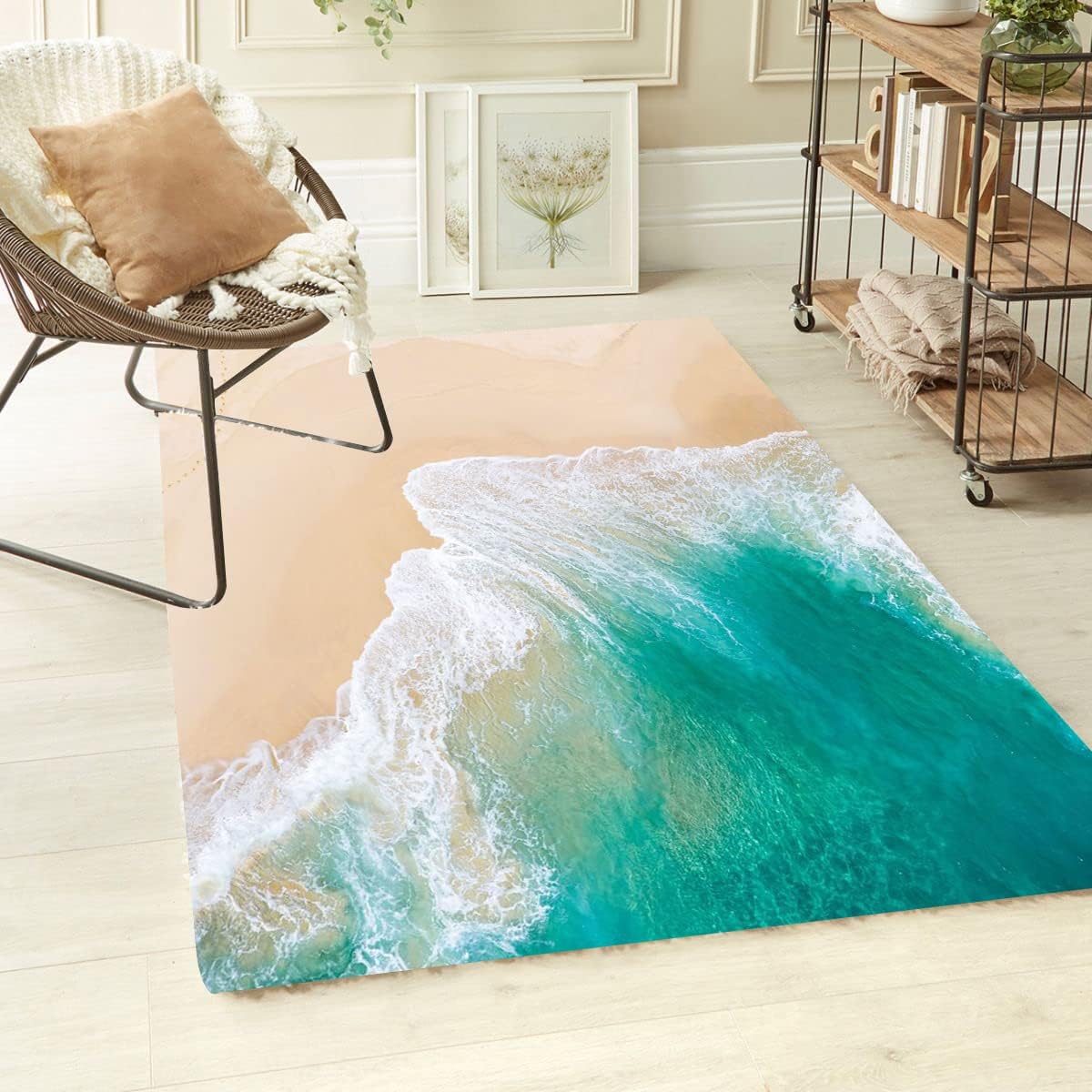 Amazon.com: 3D Ocean Waves Vision Turquoise Beige Area Rug 5x7 Modern ...