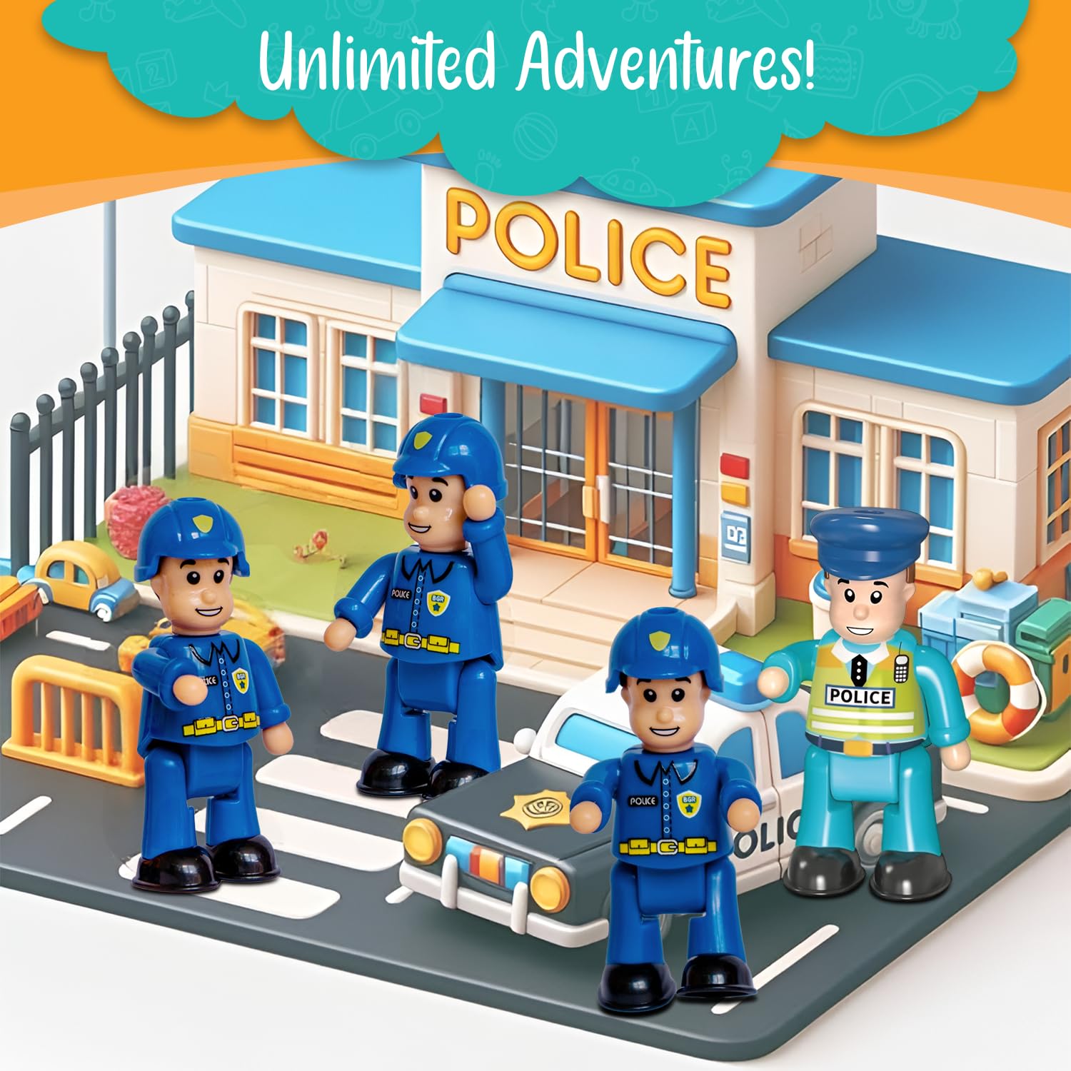 Snapklik.com : FUNERICA Police Figurines Set 4-Pack Police Officer Toys ...