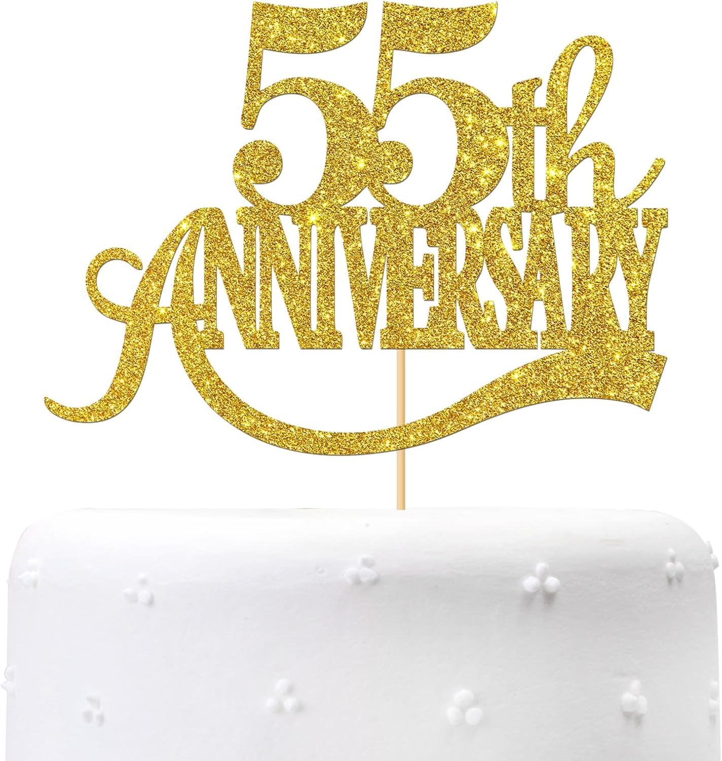 Amazon.com: Gold Glitter 55th Anniversary Cake Topper - for Happy 55th ...
