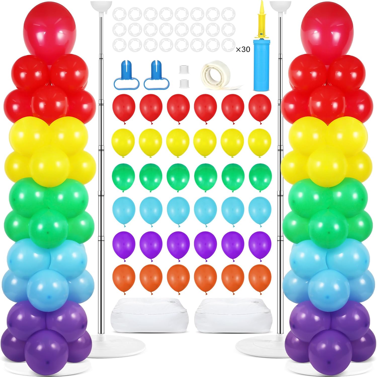 Amazon.com: 2 Sets Rainbow Balloon Column Stand Kit with 100 Graduation ...