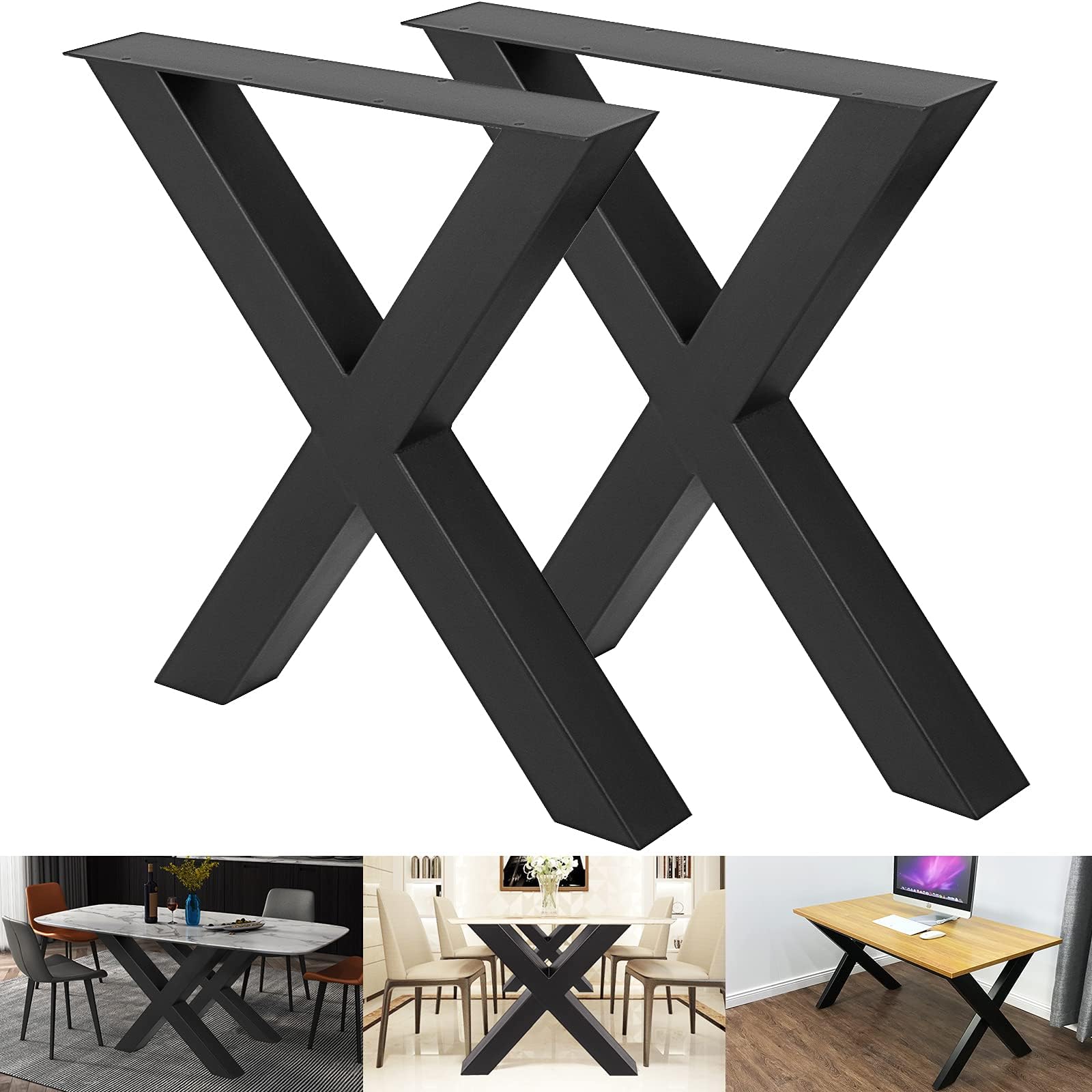 VEVOR Set of 2 Steel Table Legs, 28 H X 31 W Dining Table Legs,Heavy ...