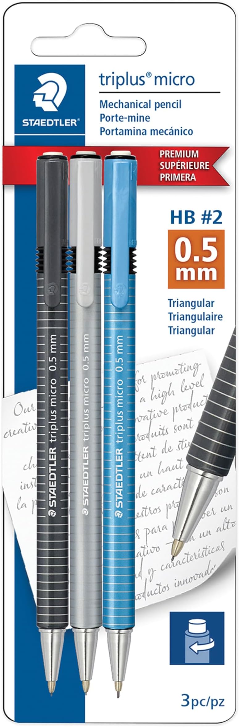 STAEDTLER Triplus Micro Mechanical Pencils (#2) 0.5mm lead, Retractable ...