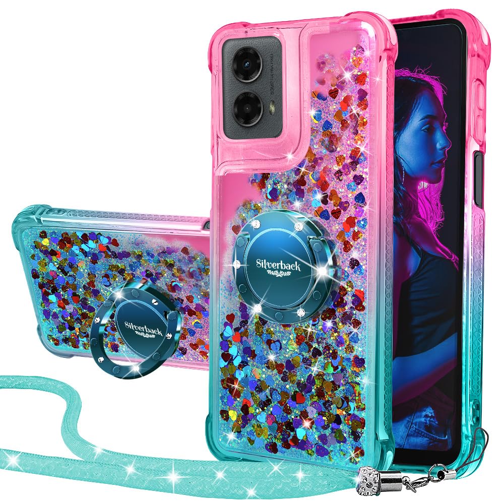 Amazon.com: Silverback for Moto G 5G 2024 Case, Moving Liquid Holographic Sparkle Glitter Case ...