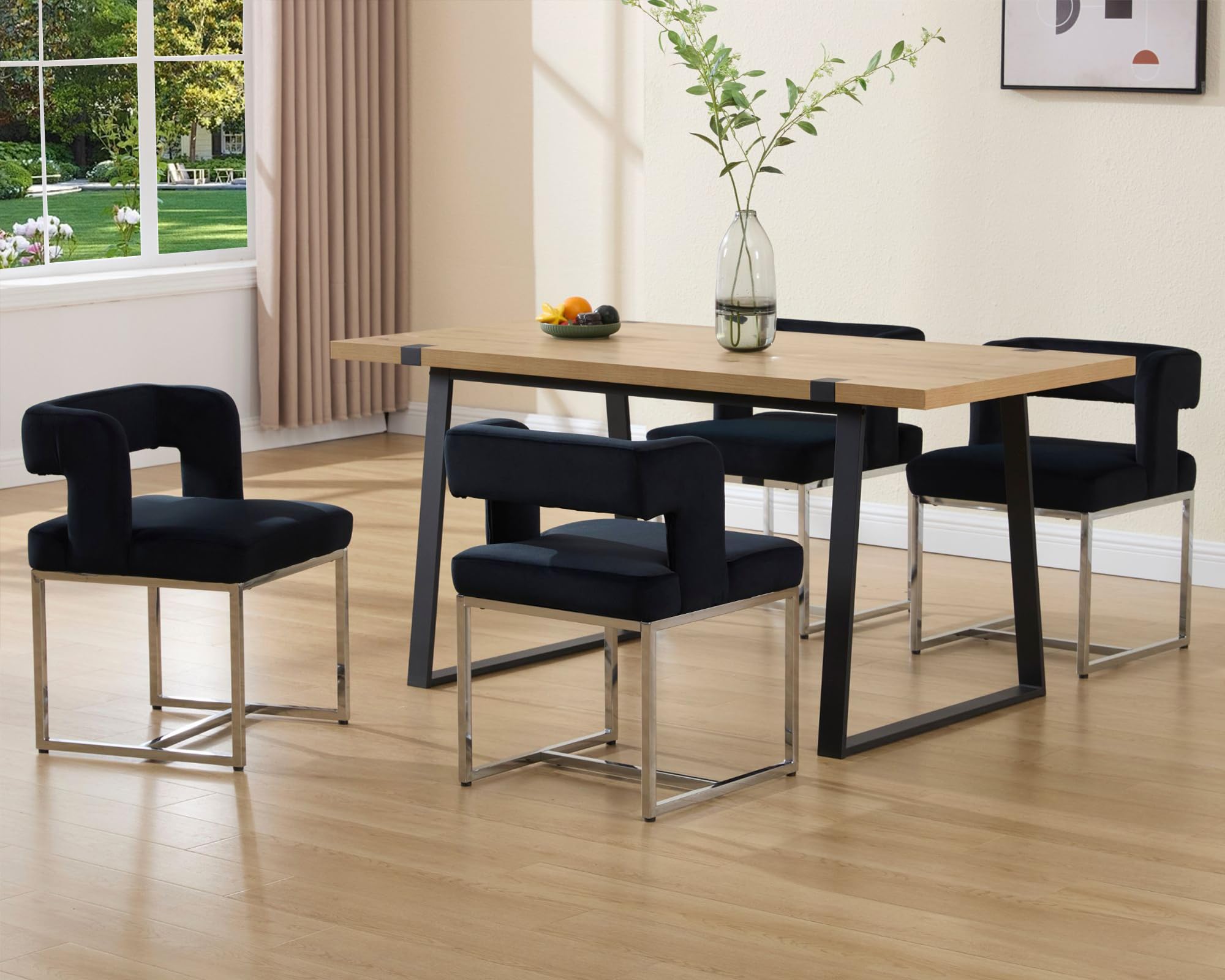 Amazon.com - HNY Modern Black Velvet Dining Chairs Set of 4 ...