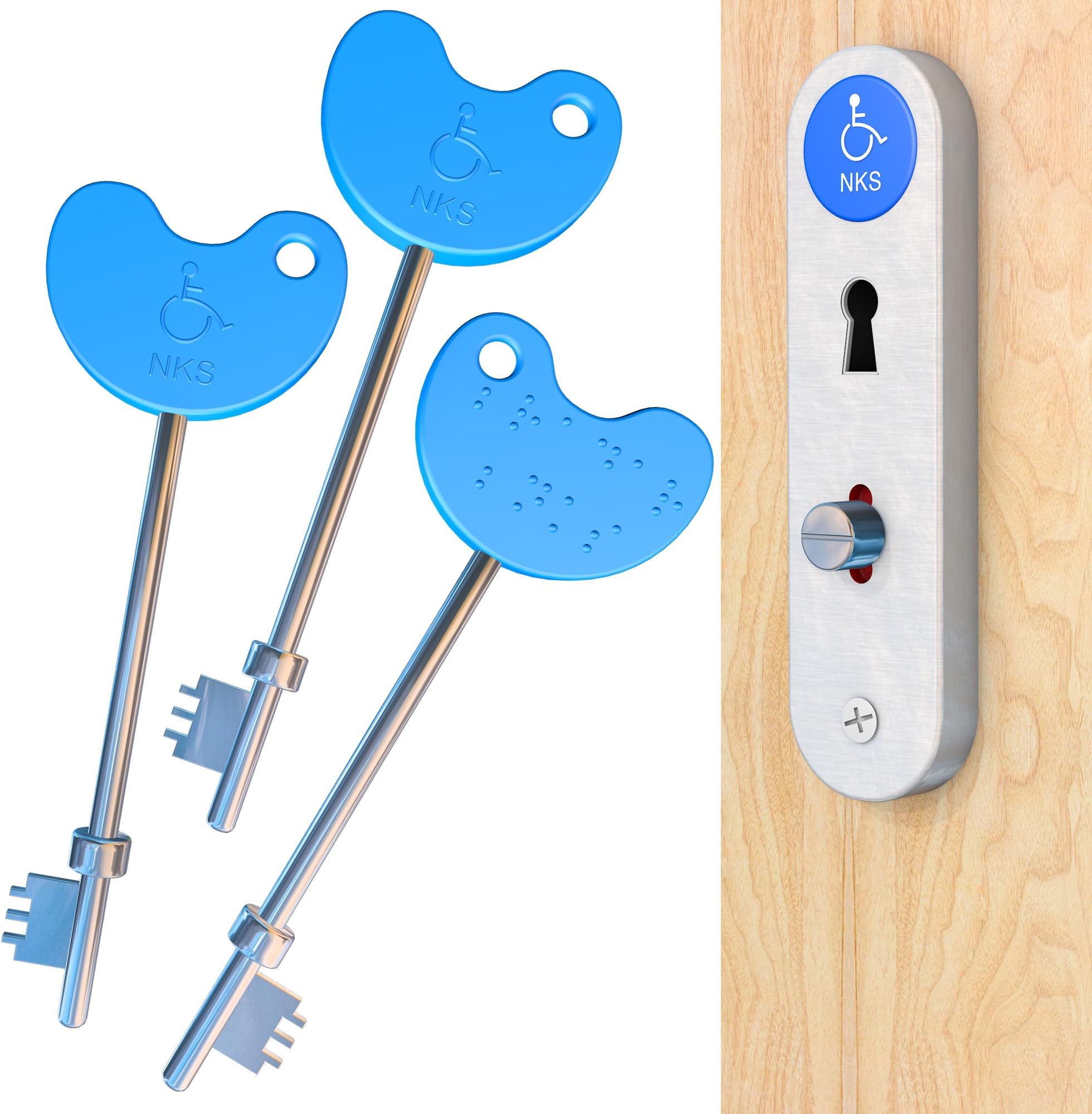 NKS Radar Key Disabled Toilet Bathroom Door Access Braille Easy Turn ...