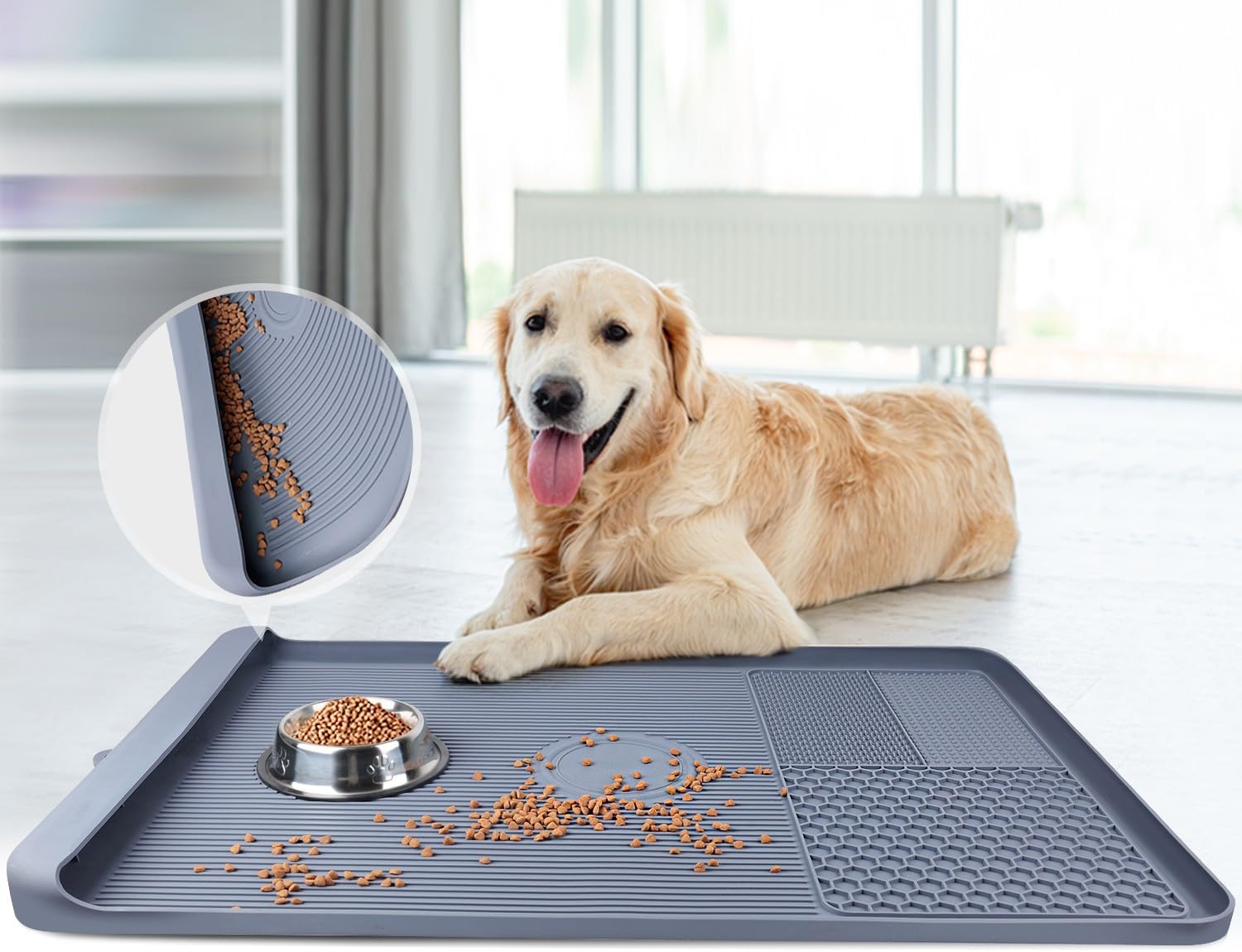 Amazon.com : Dog Food Mat, 3in1 Large Dog Mat for Food and Water ...