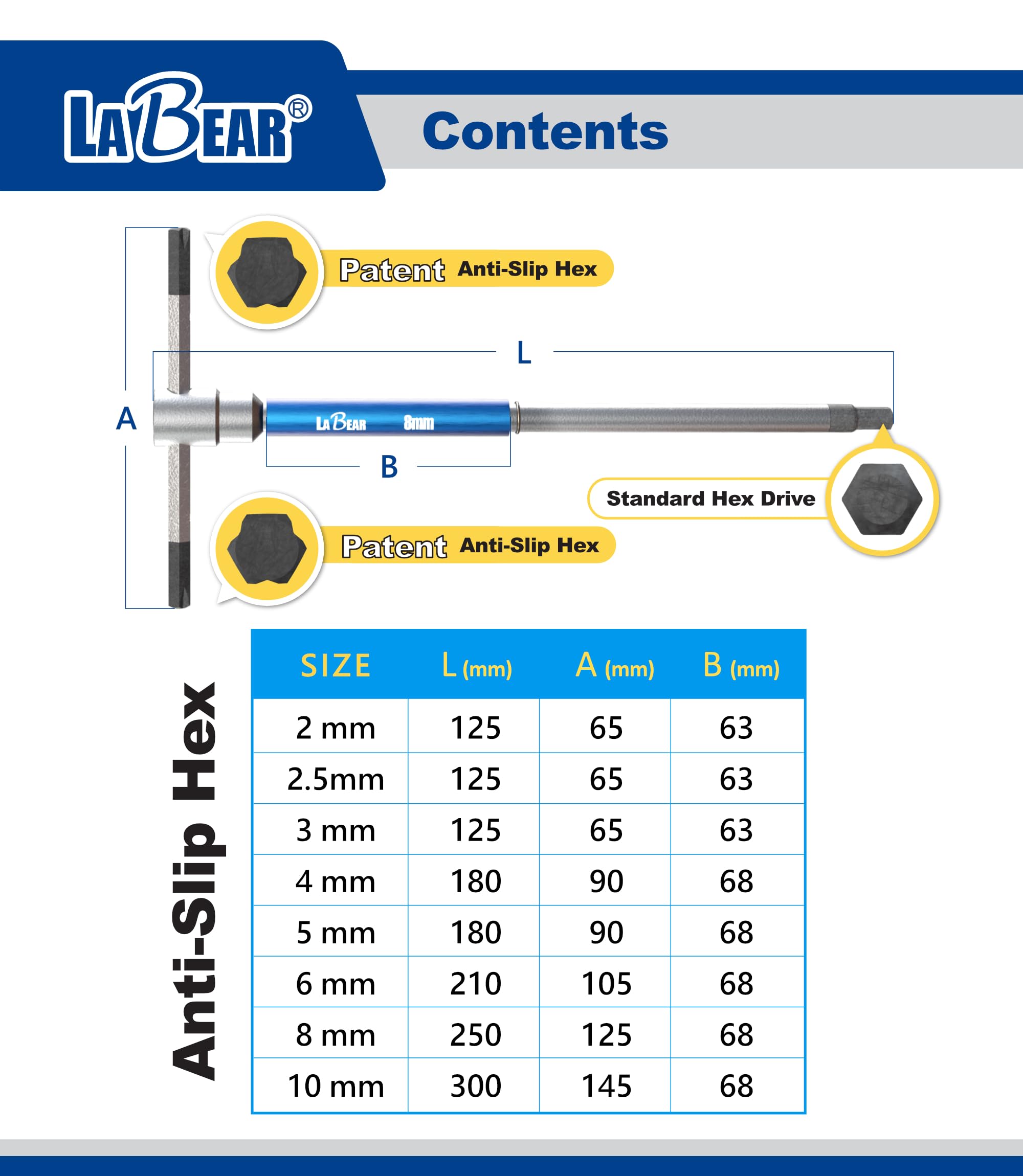 Snapklik.com : LABEAR-6pcs Metric 3-Way T-Handle Spinner Hex Allen Key Wrench Set Sizes From 2mm ...