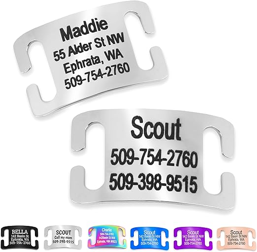 Amazon.com : GoTags Slide-On Pet ID Tags, Curved Personalized Dog and ...