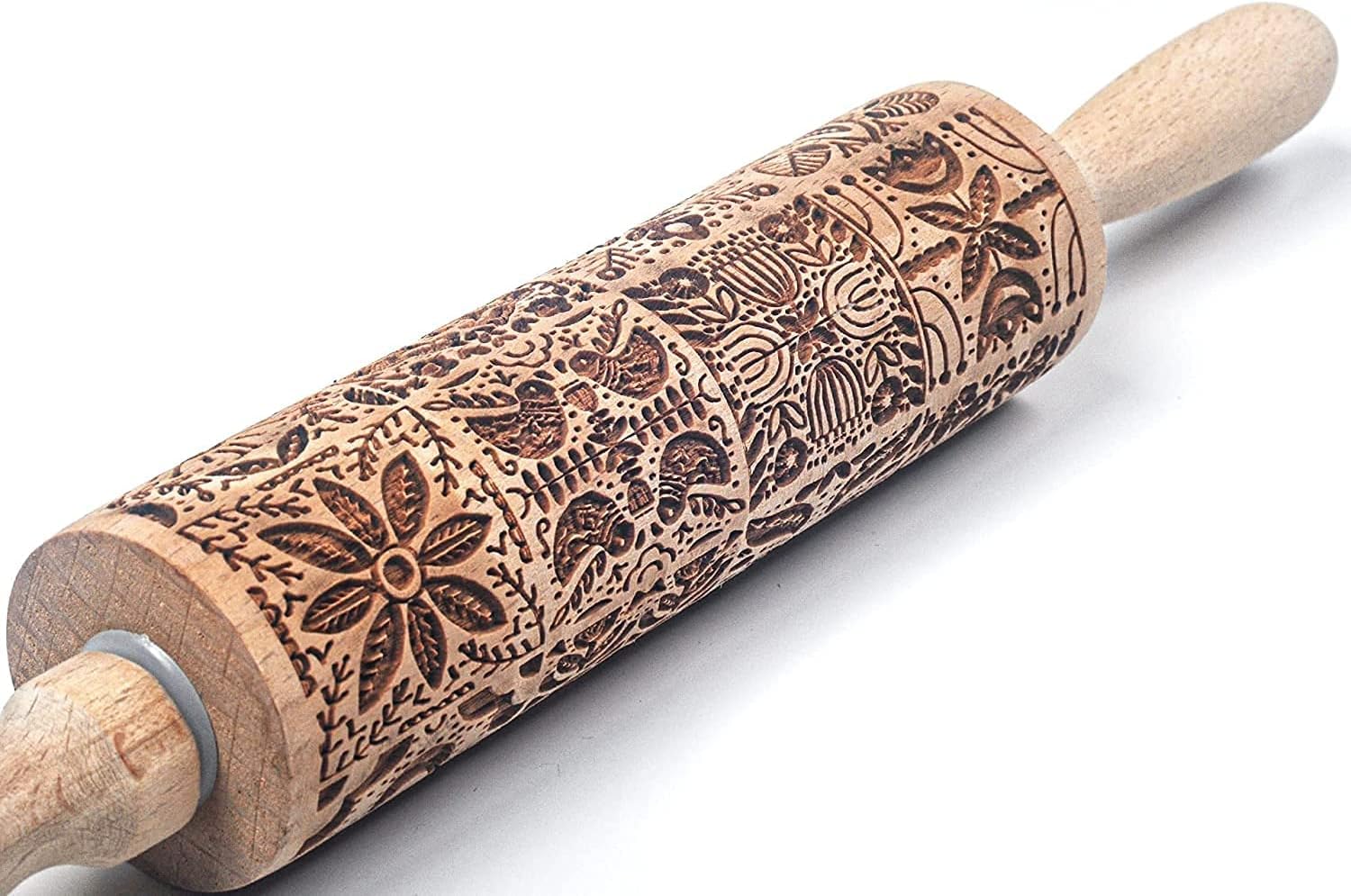 Christmas Rolling Pin Embossing Rolling Pin Embossed Patterned Textured ...