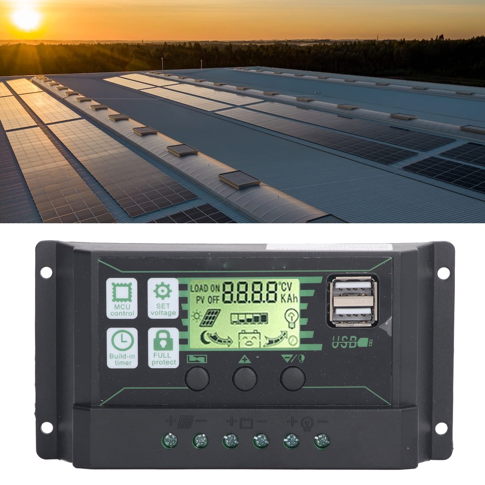 Amazon.com: 100A Solar Charge Controller, 12V/24V PWM Solar PV Panel ...