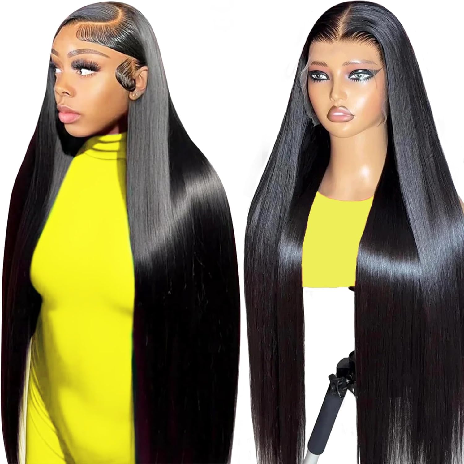 Amazon.com : tunfine 13x6.5 Full Lace Front Drawstring Wig Human Hair ...