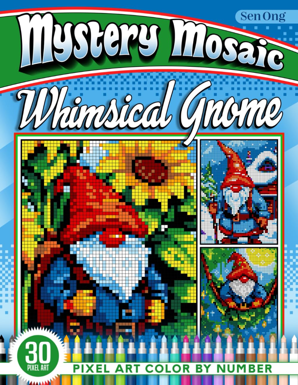 Amazon.com: Whimsical Gnome Mystery Mosaics Color by Number: 30 Pixel ...