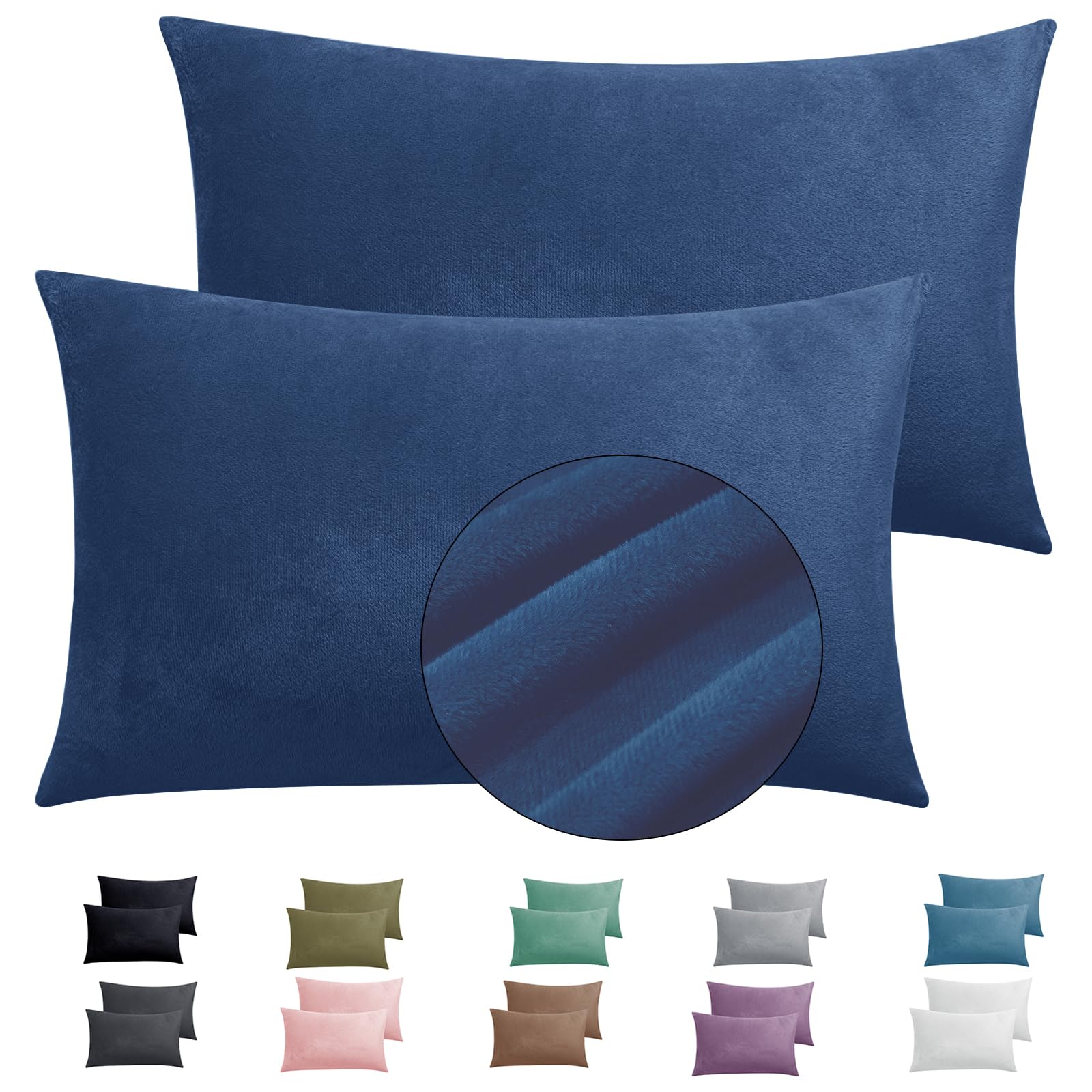 2 Pack Zippered Velvet King Pillowcases, Super Soft and Cozy Luxury ...