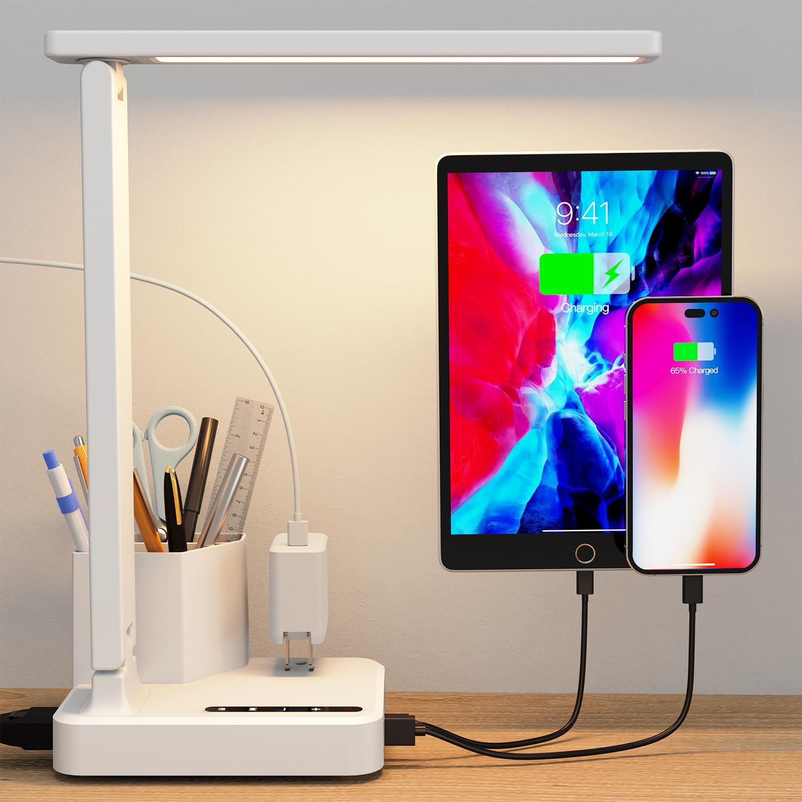 Amazon.com: LED Desk Lamp with USB Port White by MaxLite : Electronics