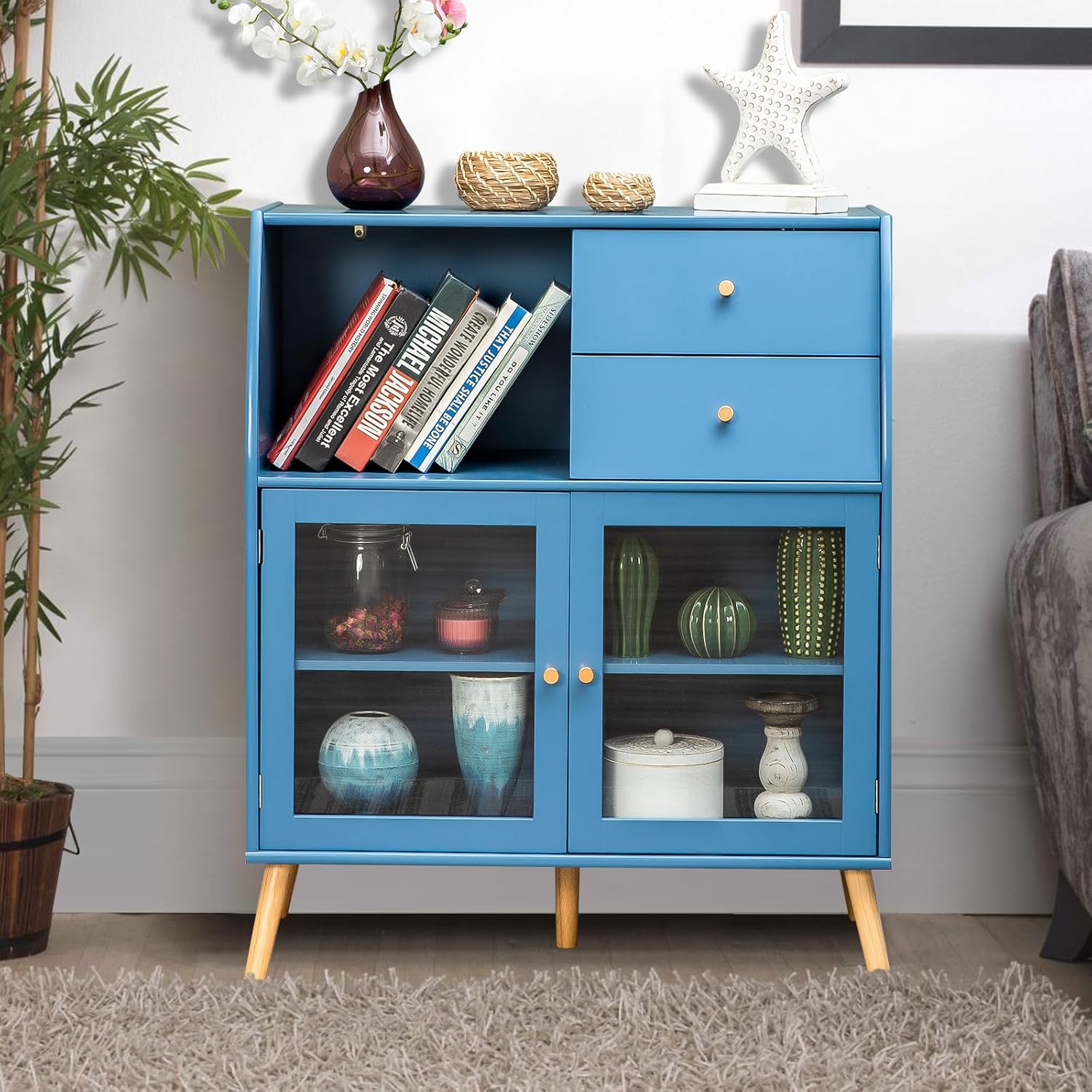 Amazon.com: Sophia & William Blue Storage Cabinet,Sideboard Cabinet ...