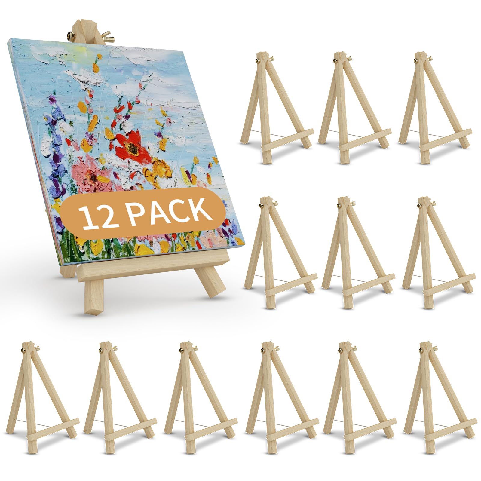 Amazon.com: 12 Pack Easel for Painting, 9 Inch Small Tabletop Wood Easels for Painting Canvas ...